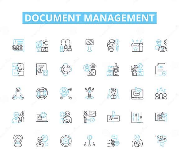 Document Management Linear Icons Set. Organization, Efficiency ...