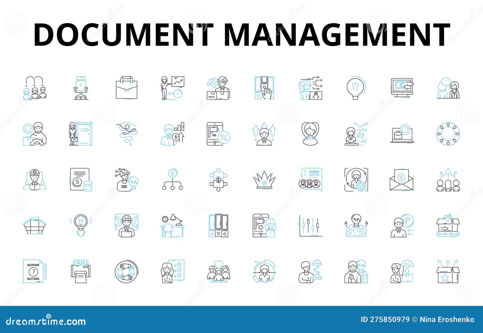 Document Management Linear Icons Set. Organization, Efficiency ...