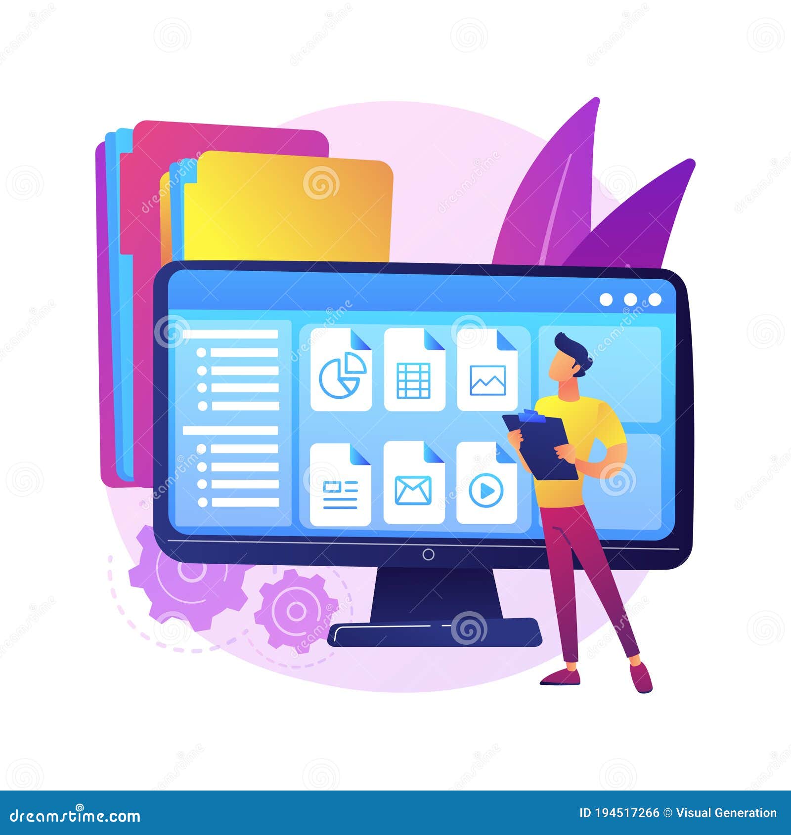 Document Management Soft Abstract Concept Vector Illustration. Stock ...