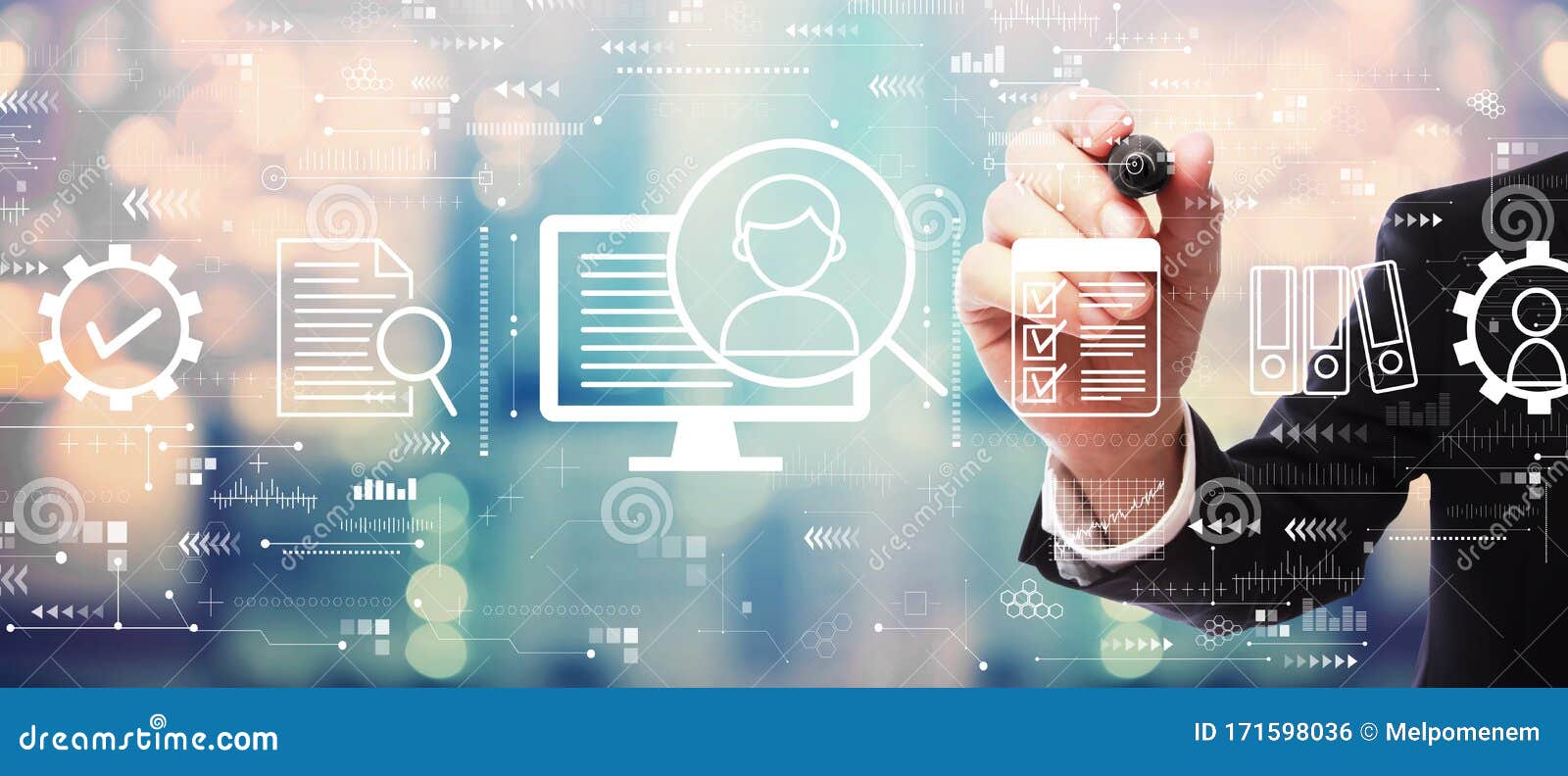 Document Management System Concept with Businessman Stock Photo - Image ...