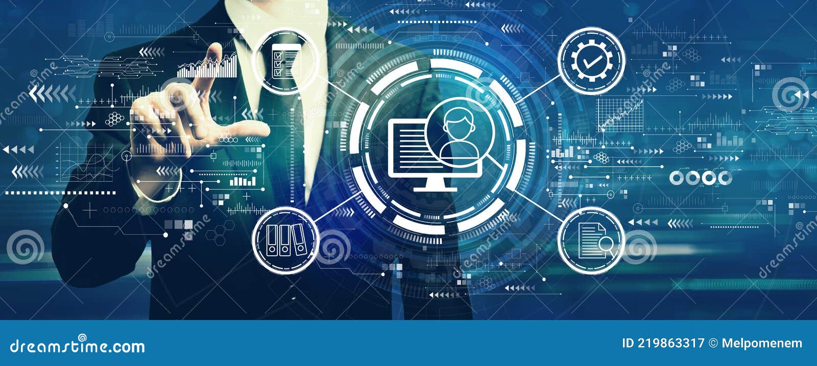 Document Management System Concept with Businessman Stock Illustration ...