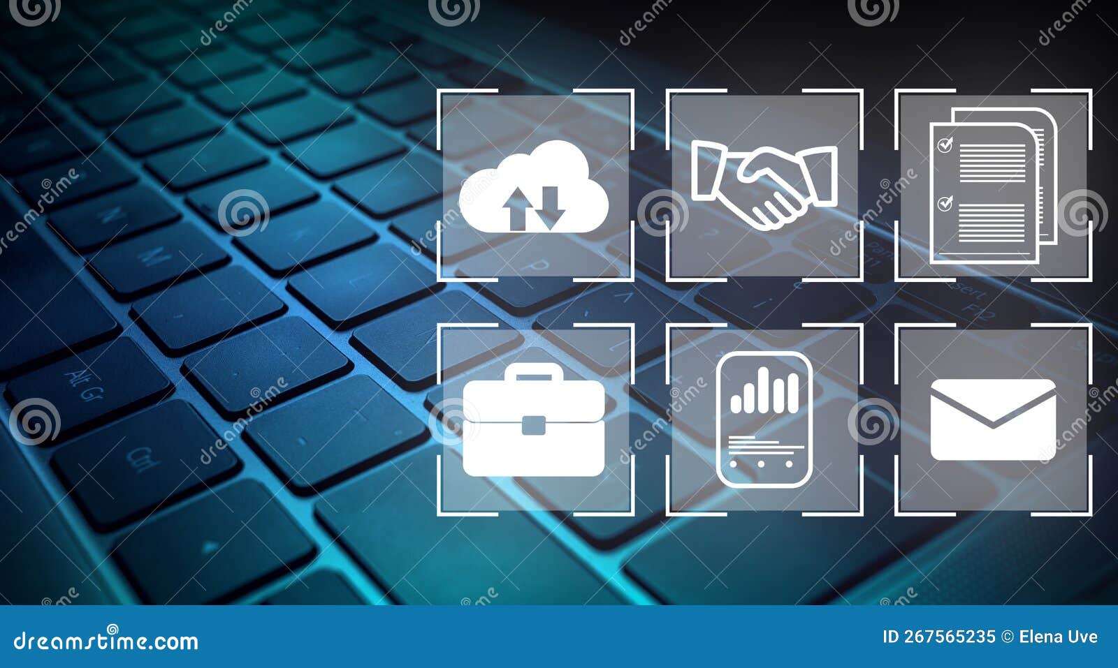 Keyboard with Digital Administration Interface. Stock Image - Image of ...