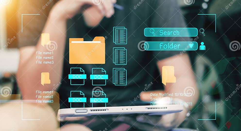 Document Management System Concept, Folder and Document Icon Software, Searching and Managing ...