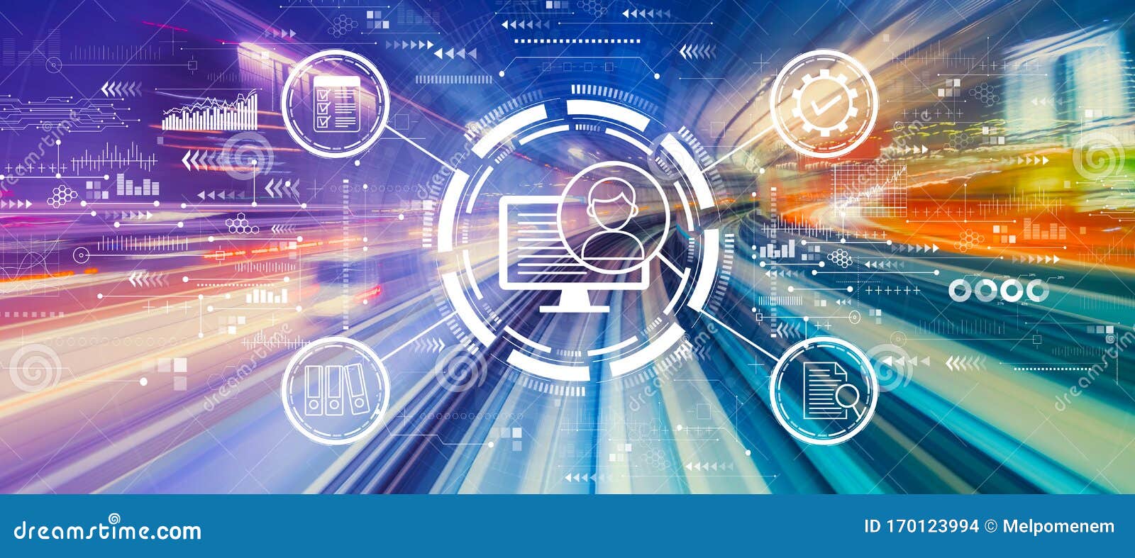 Document Management System Concept with High Speed Motion Blur Stock ...