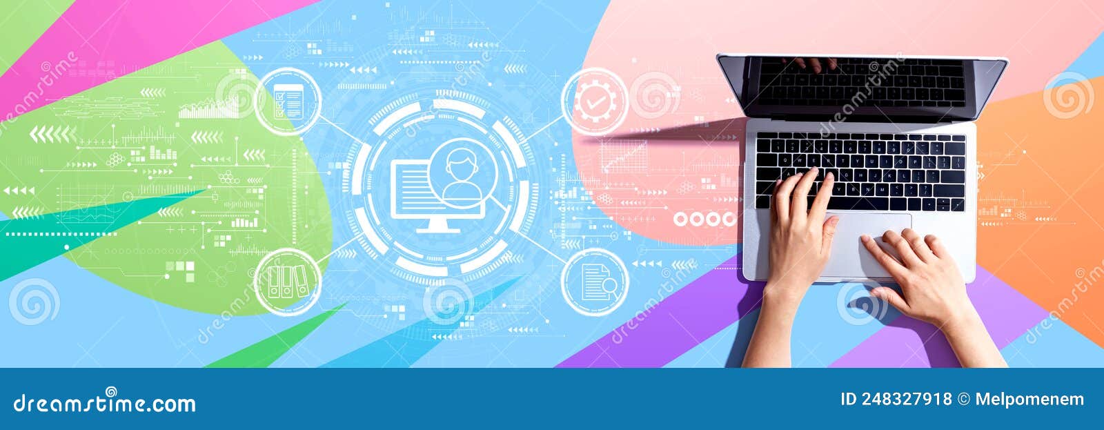 Document Management System Concept with Person Using a Laptop Stock ...