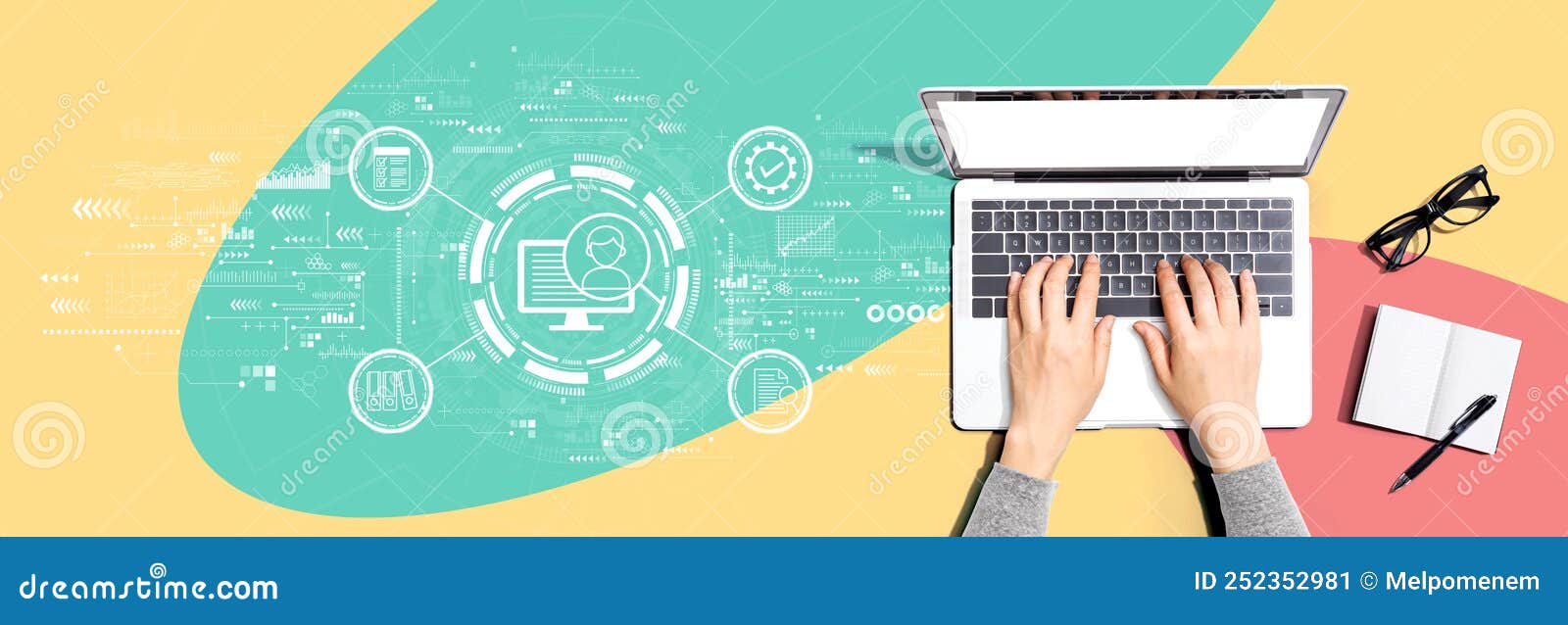 Document Management System Concept with Person Using a Laptop Stock ...