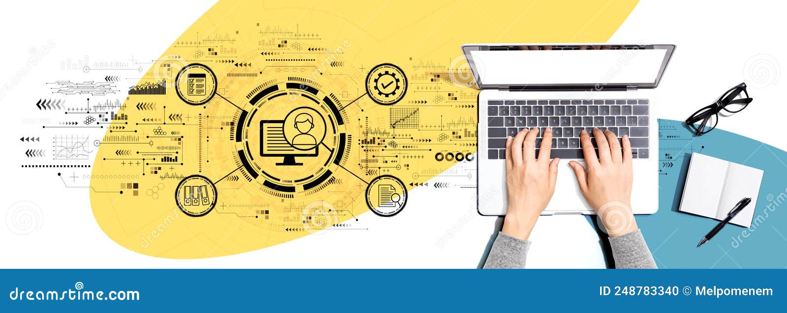 Document Management System Concept with Person Using a Laptop Stock ...