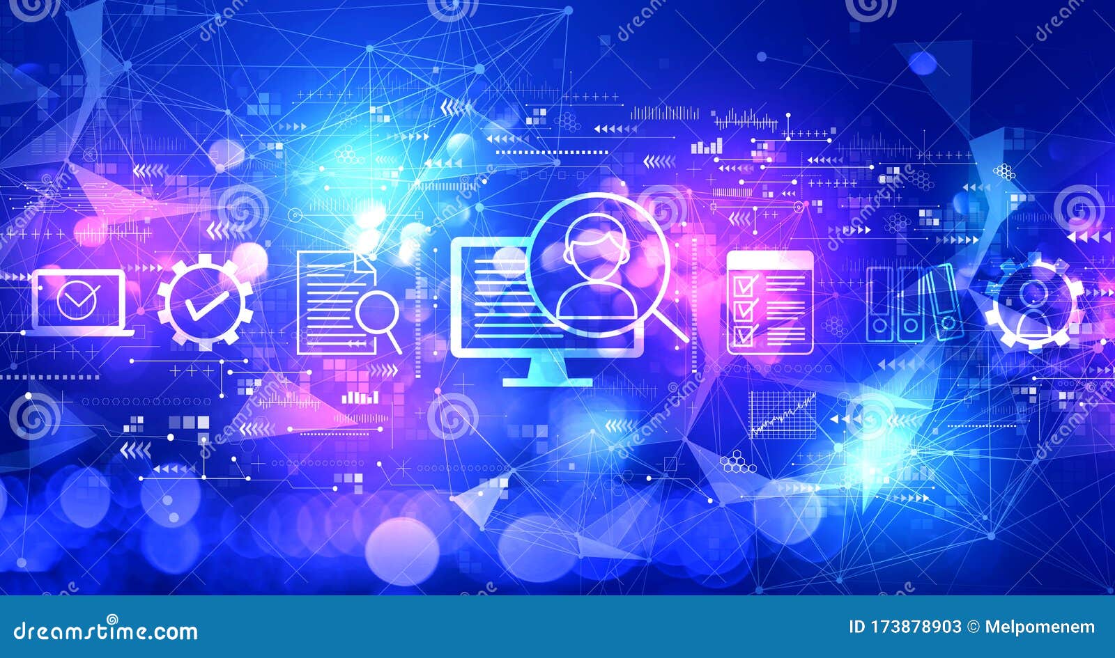 Document Management System Concept with Technology Light Background ...