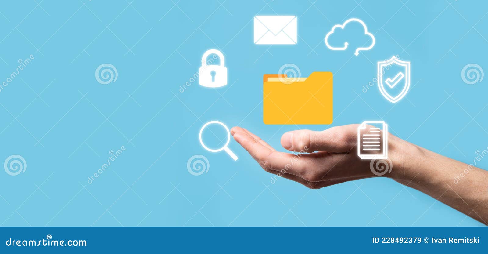 Document Management System DMS .Businessman Hold Folder and Document ...