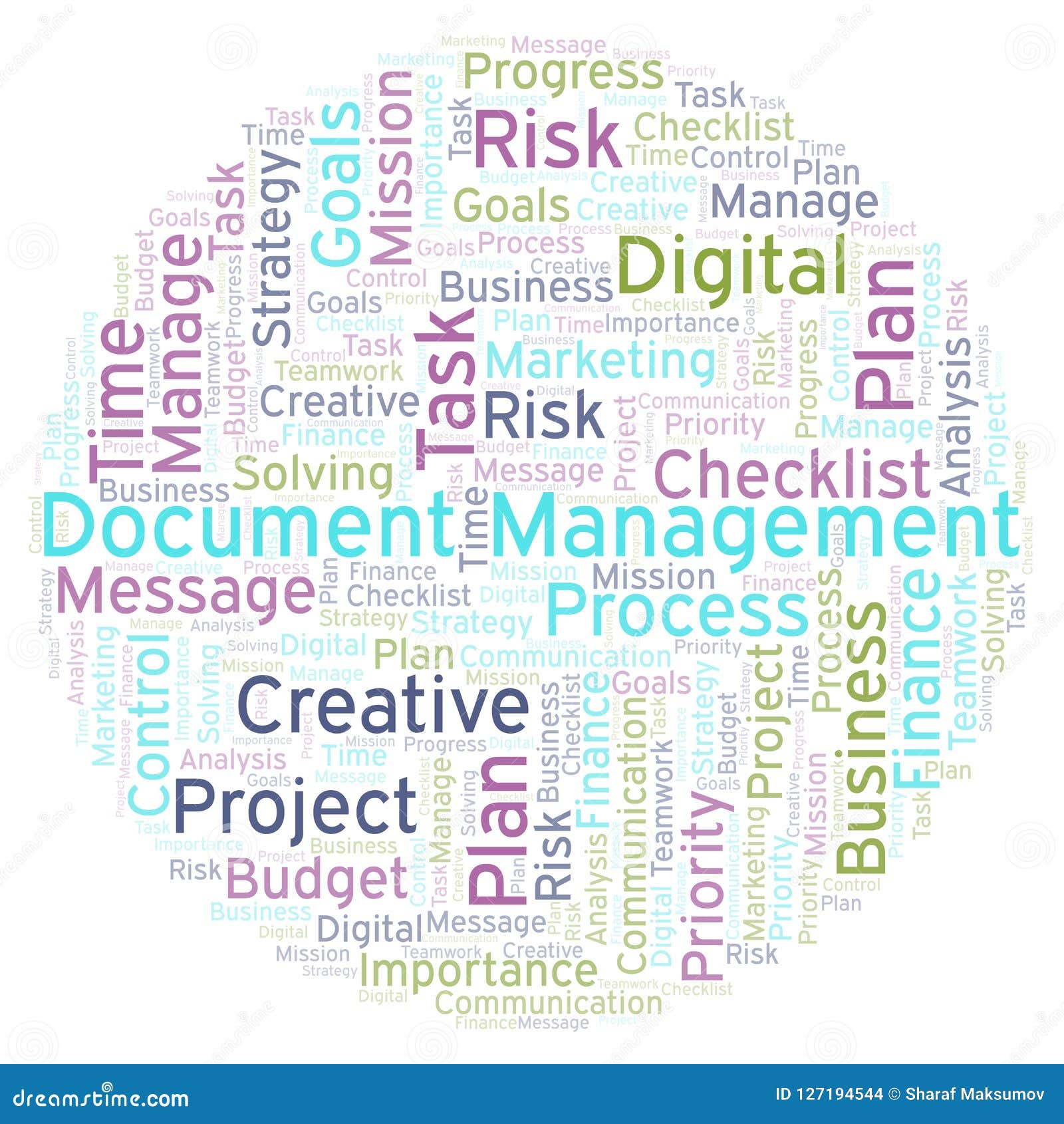 Document Management Word Cloud, Made with Text only. Stock Illustration ...