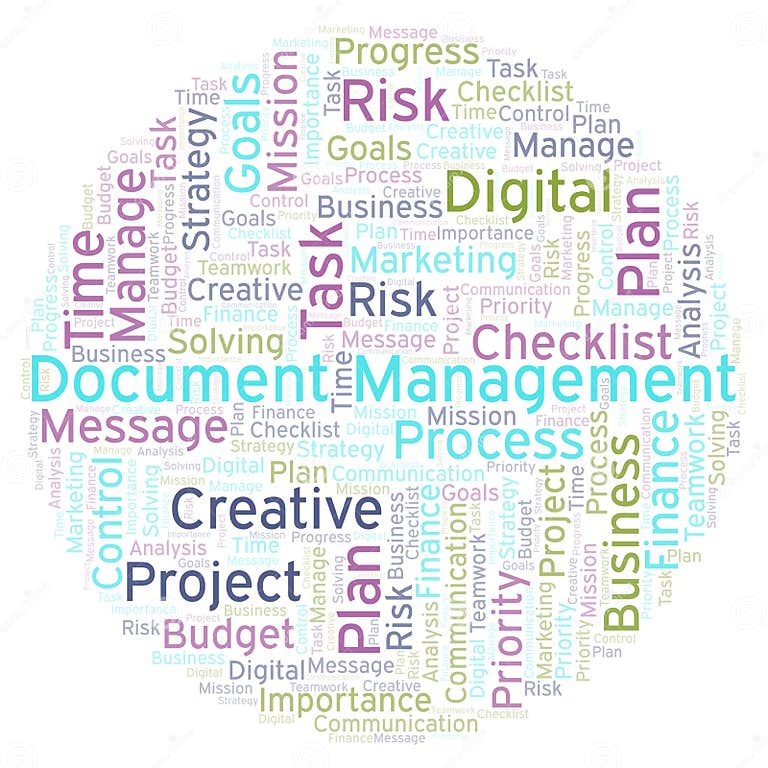 Document Management Word Cloud, Made with Text only. Stock Illustration ...