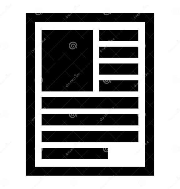 Document, Note, Book, Publication Page Symbol, Icon. Layout of a Stock ...
