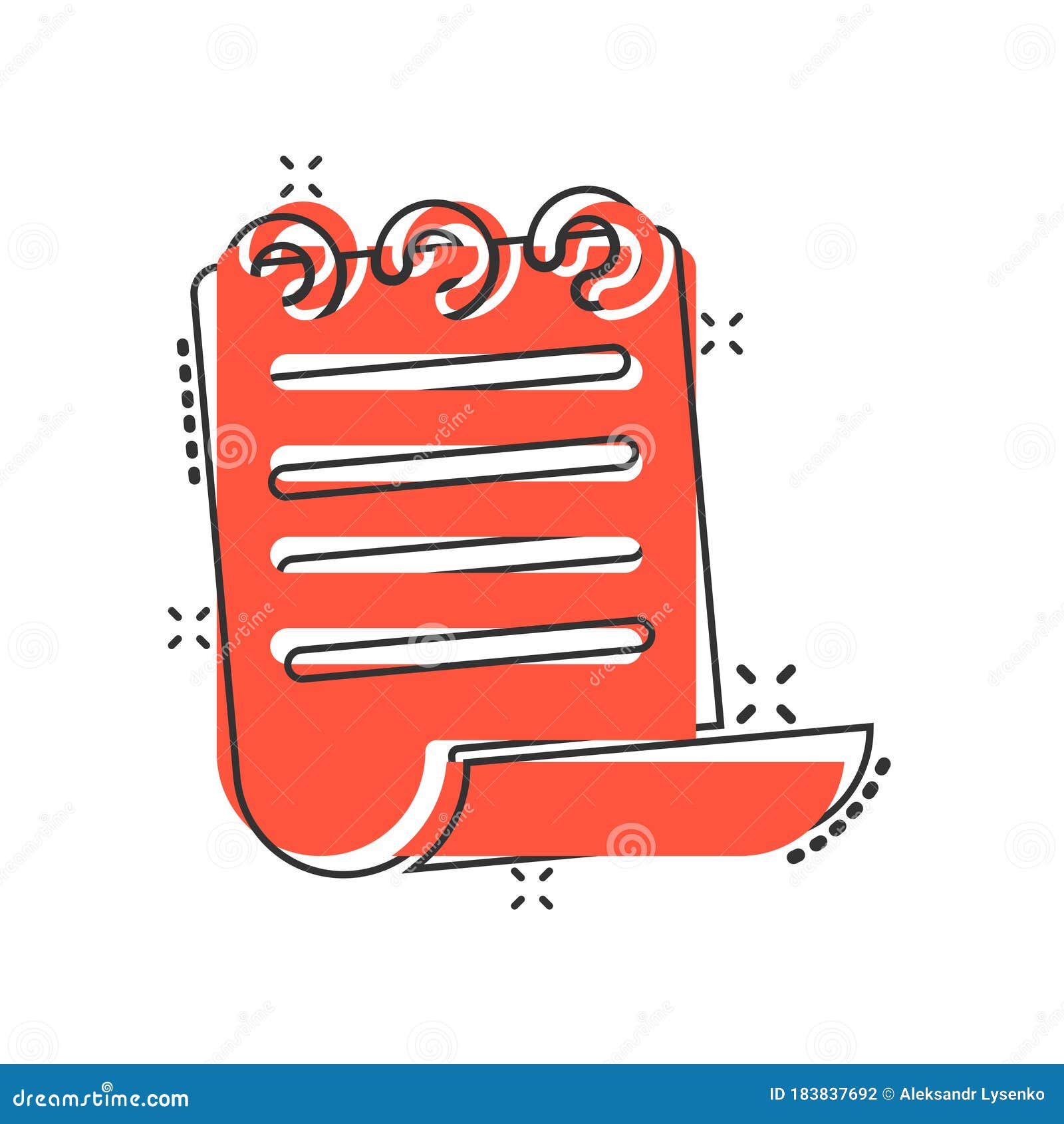 Document Note Icon in Comic Style. Paper Sheet Cartoon Vector ...
