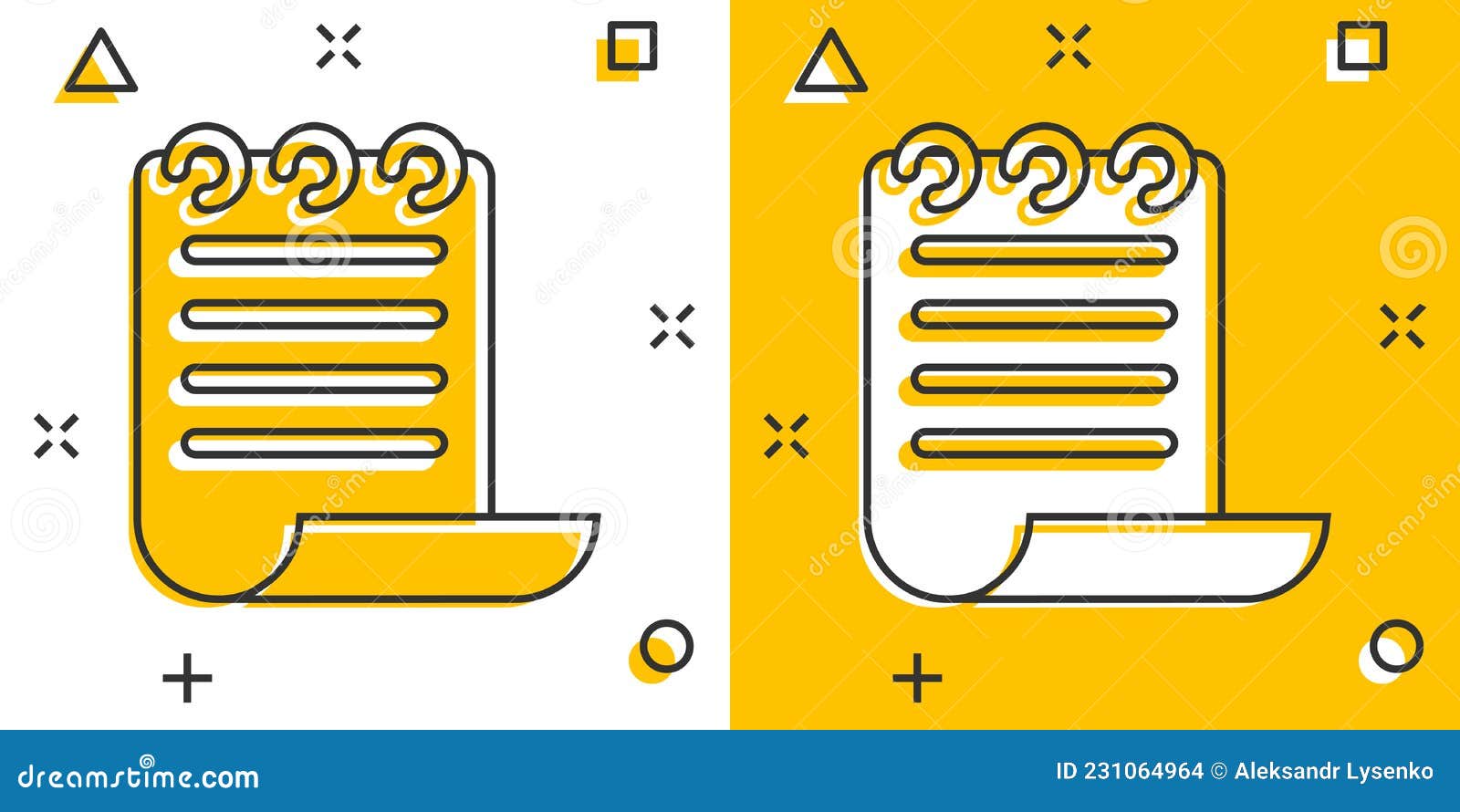 Document Note Icon in Comic Style. Paper Sheet Cartoon Vector ...