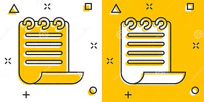 Document Note Icon in Comic Style. Paper Sheet Cartoon Vector ...