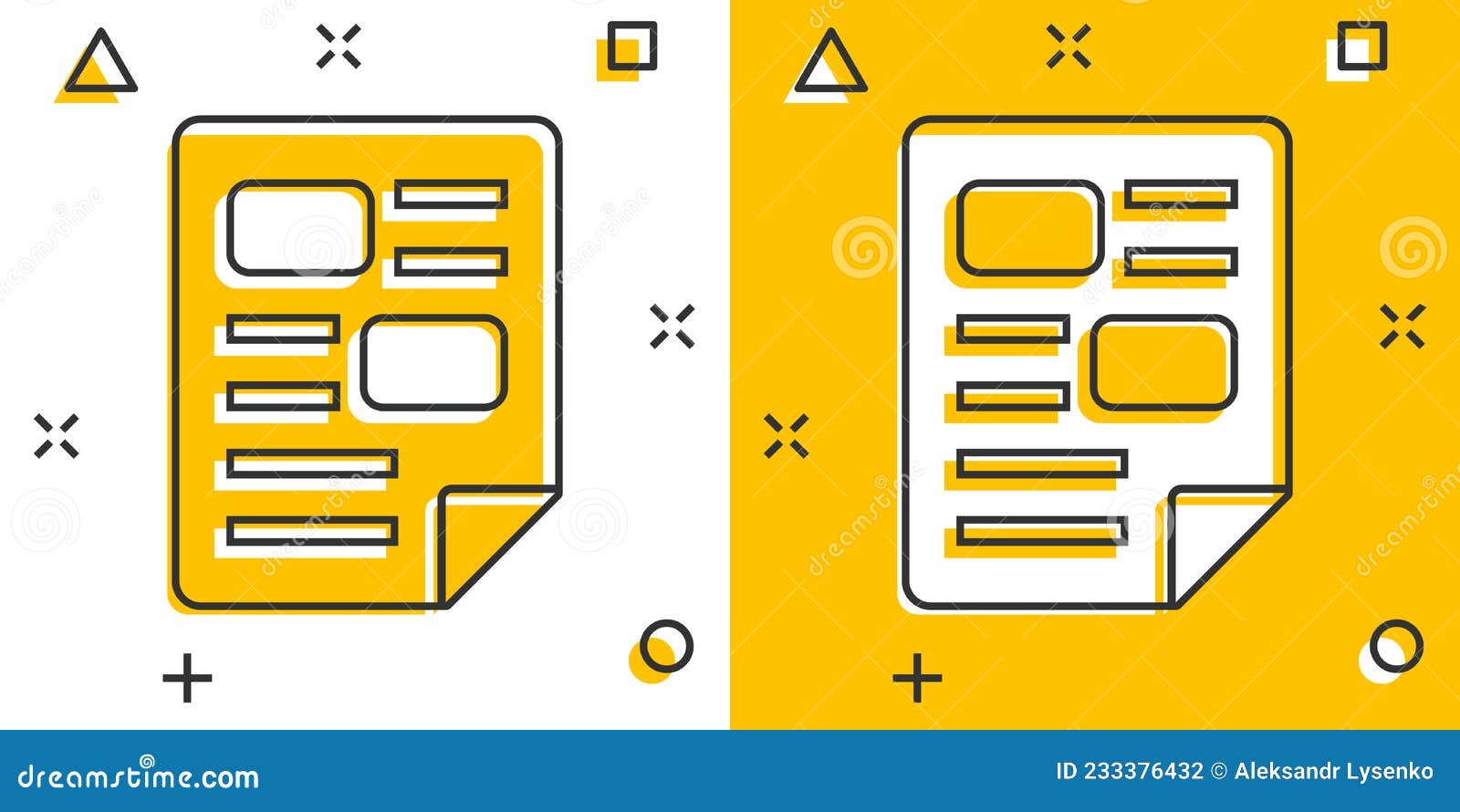 Document Note Icon in Comic Style. Paper Sheet Cartoon Vector ...