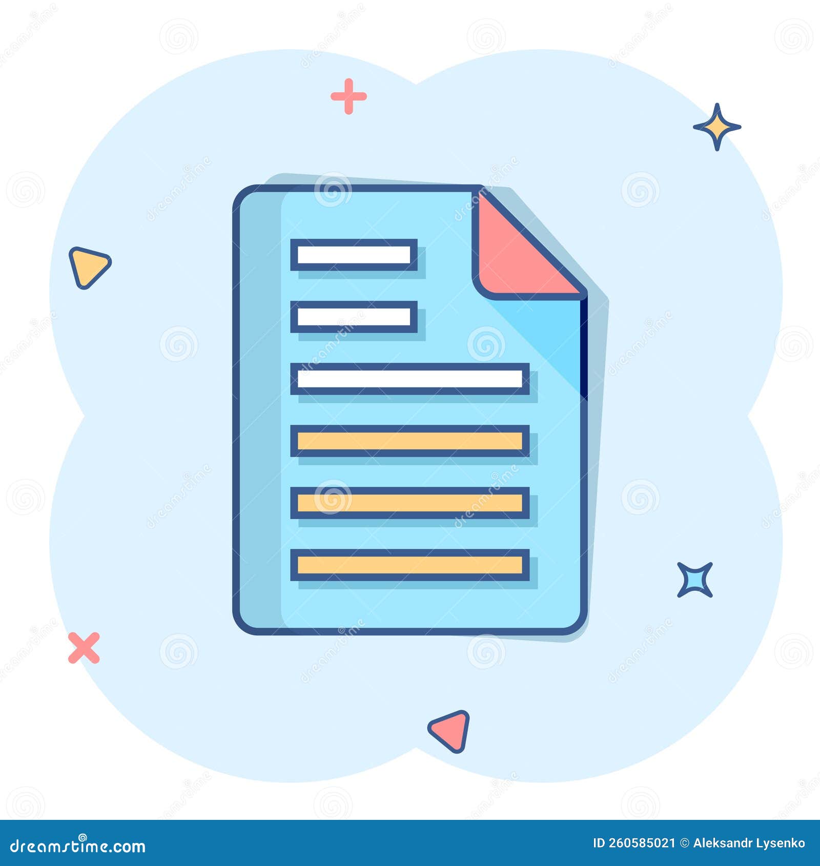 Document Note Icon in Comic Style. Paper Sheet Cartoon Vector ...