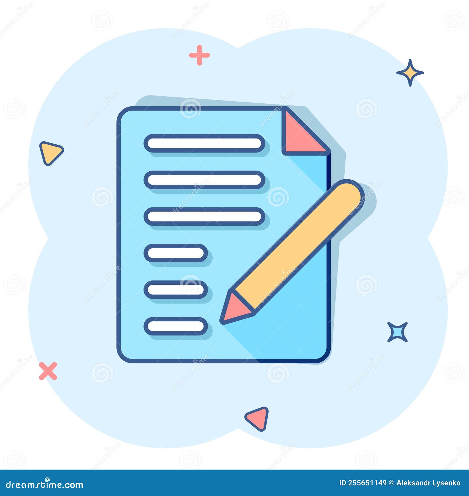 Document Note Icon in Comic Style. Paper Sheet Vector Cartoon ...