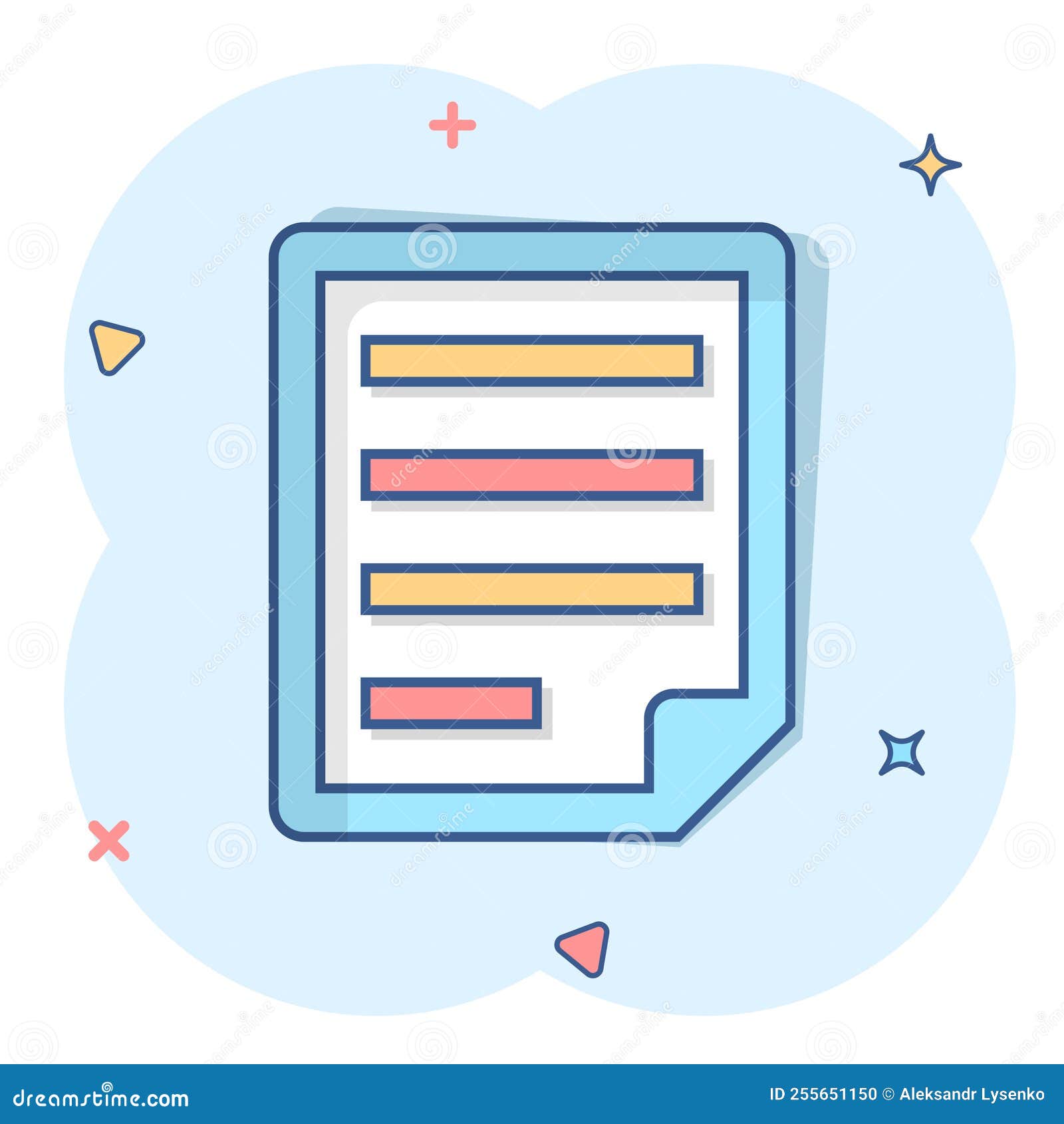 Document Note Icon in Comic Style. Paper Sheet Vector Cartoon ...