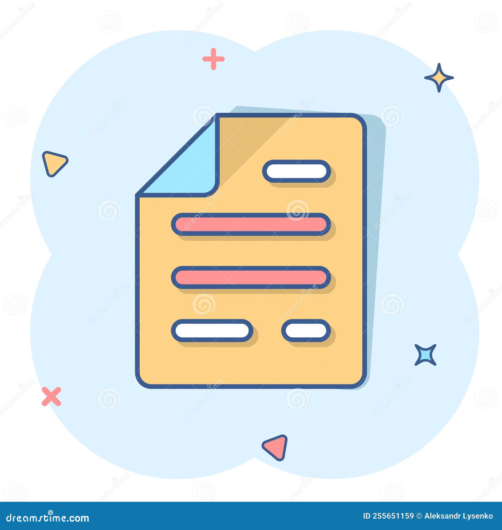 Document Note Icon in Comic Style. Paper Sheet Vector Cartoon ...