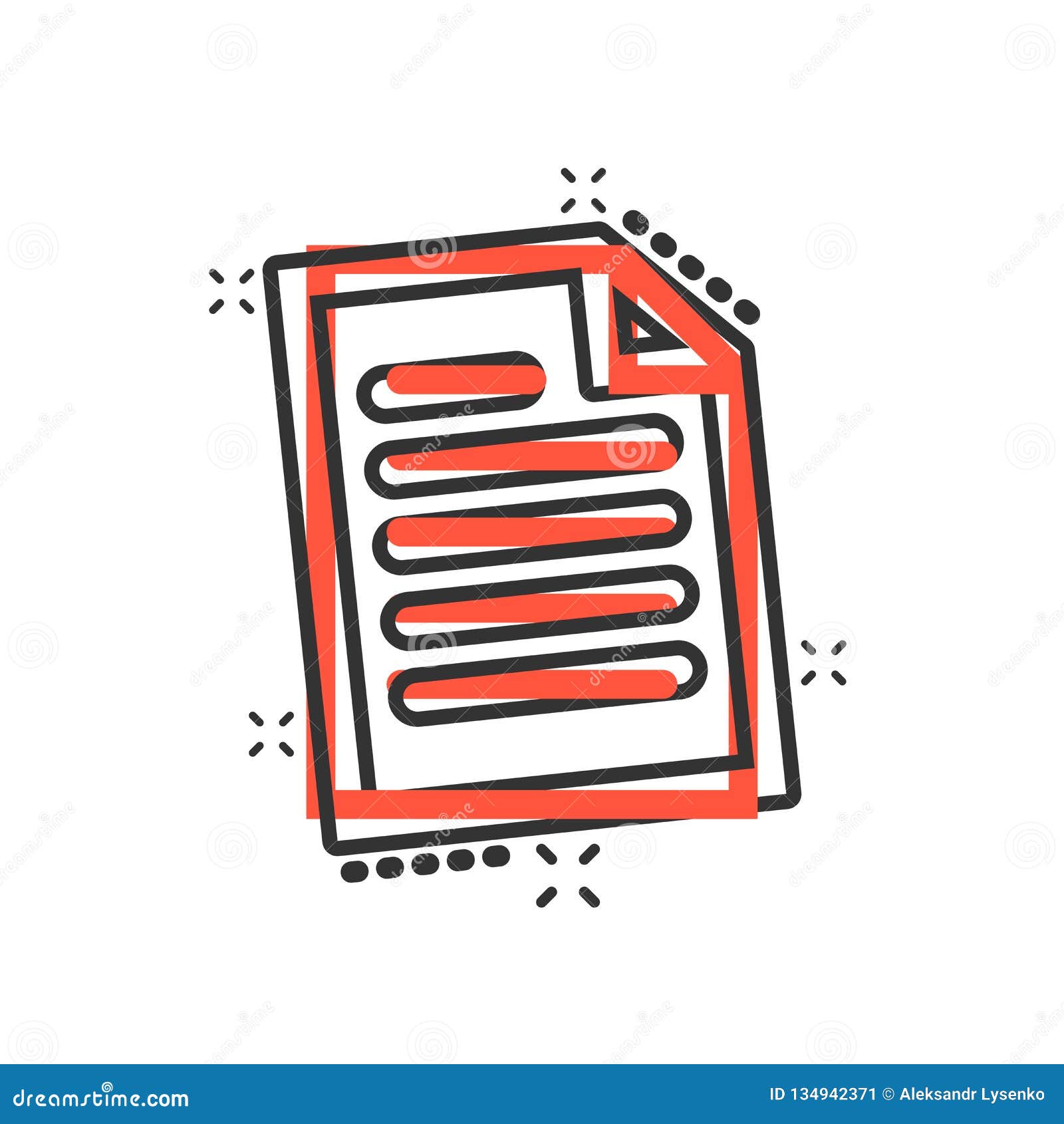 Document Note Icon in Comic Style. Paper Sheet Vector Cartoon ...