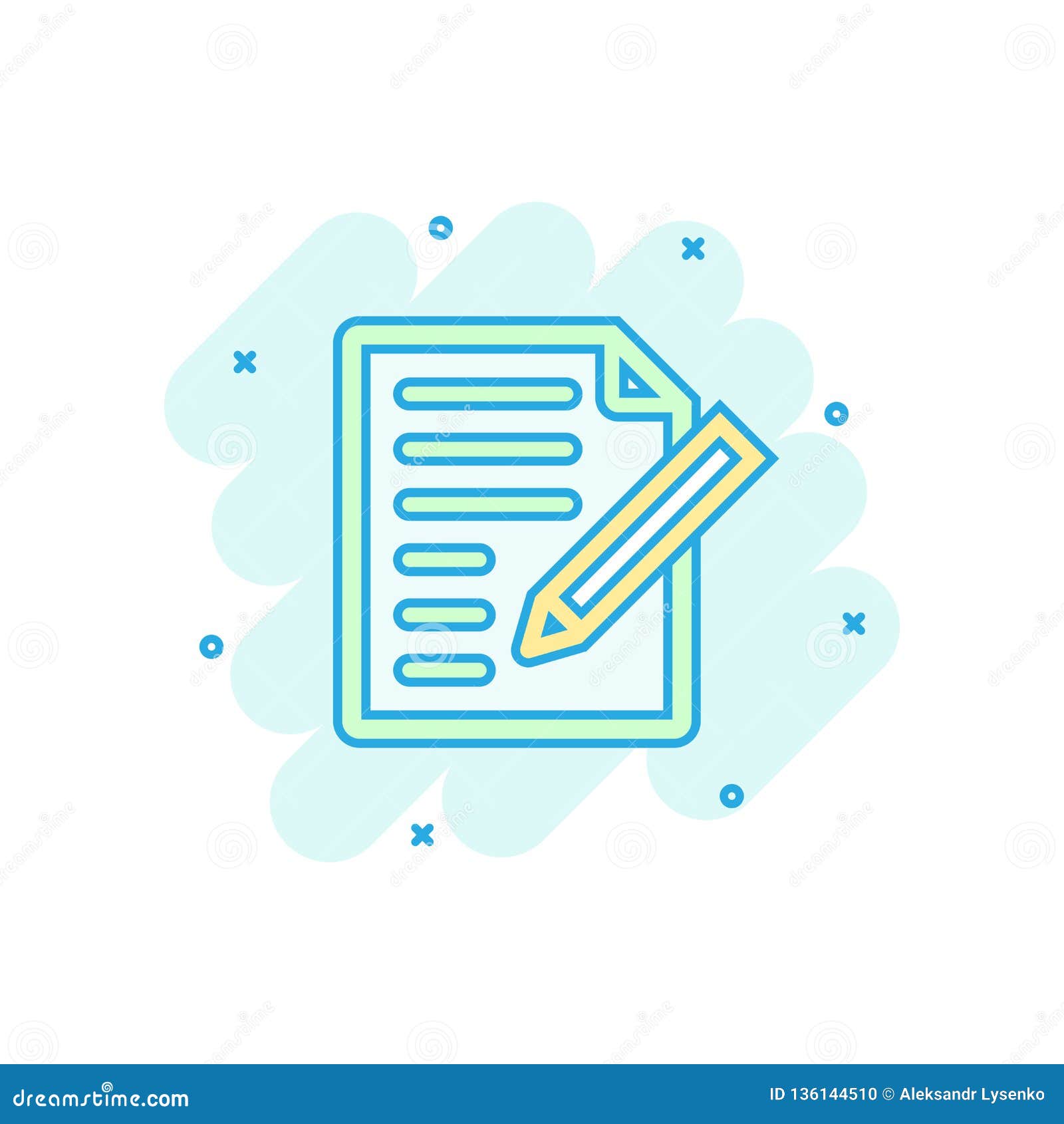 Document Note Icon in Comic Style. Paper Sheet Vector Cartoon ...