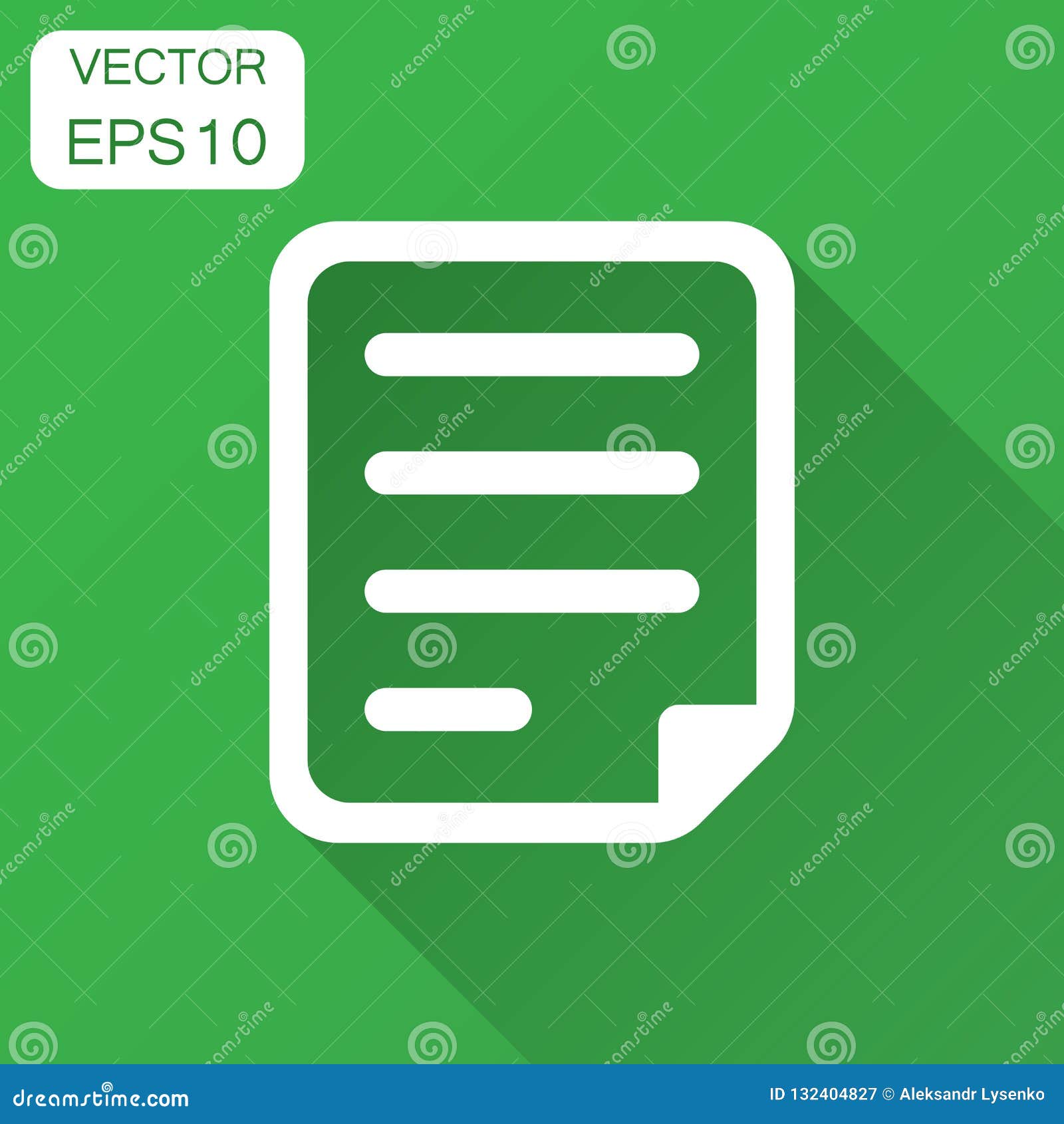 Document Note Icon in Flat Style. Paper Sheet Vector Illustration with ...