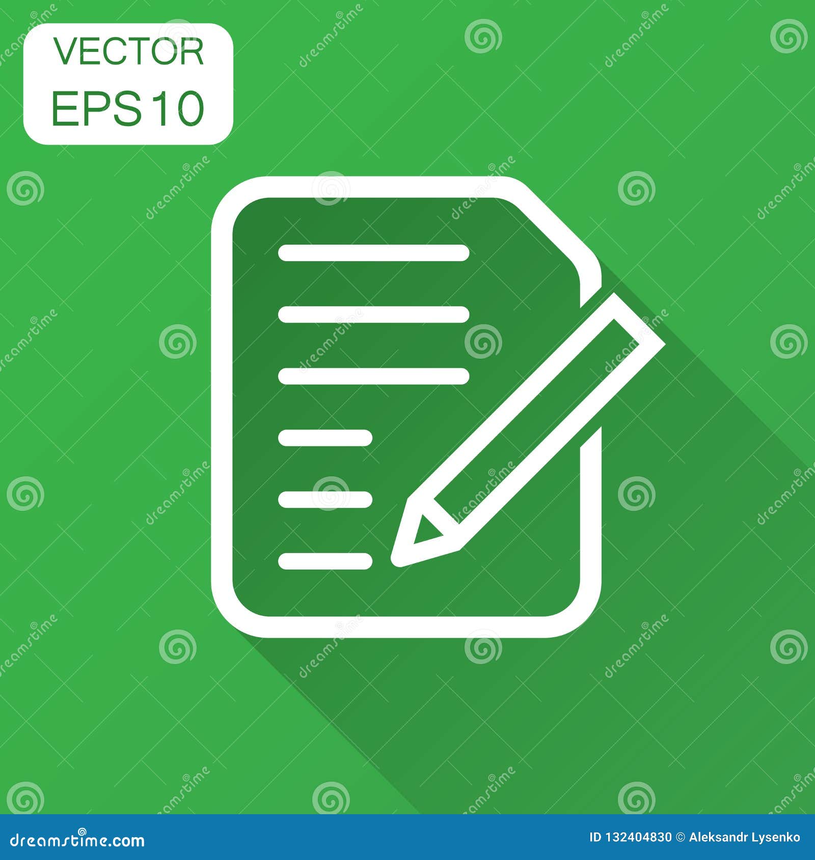 Document Note Icon in Flat Style. Paper Sheet Vector Illustration with ...