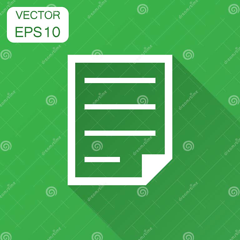 Document Note Icon in Flat Style. Paper Sheet Vector Illustration with ...