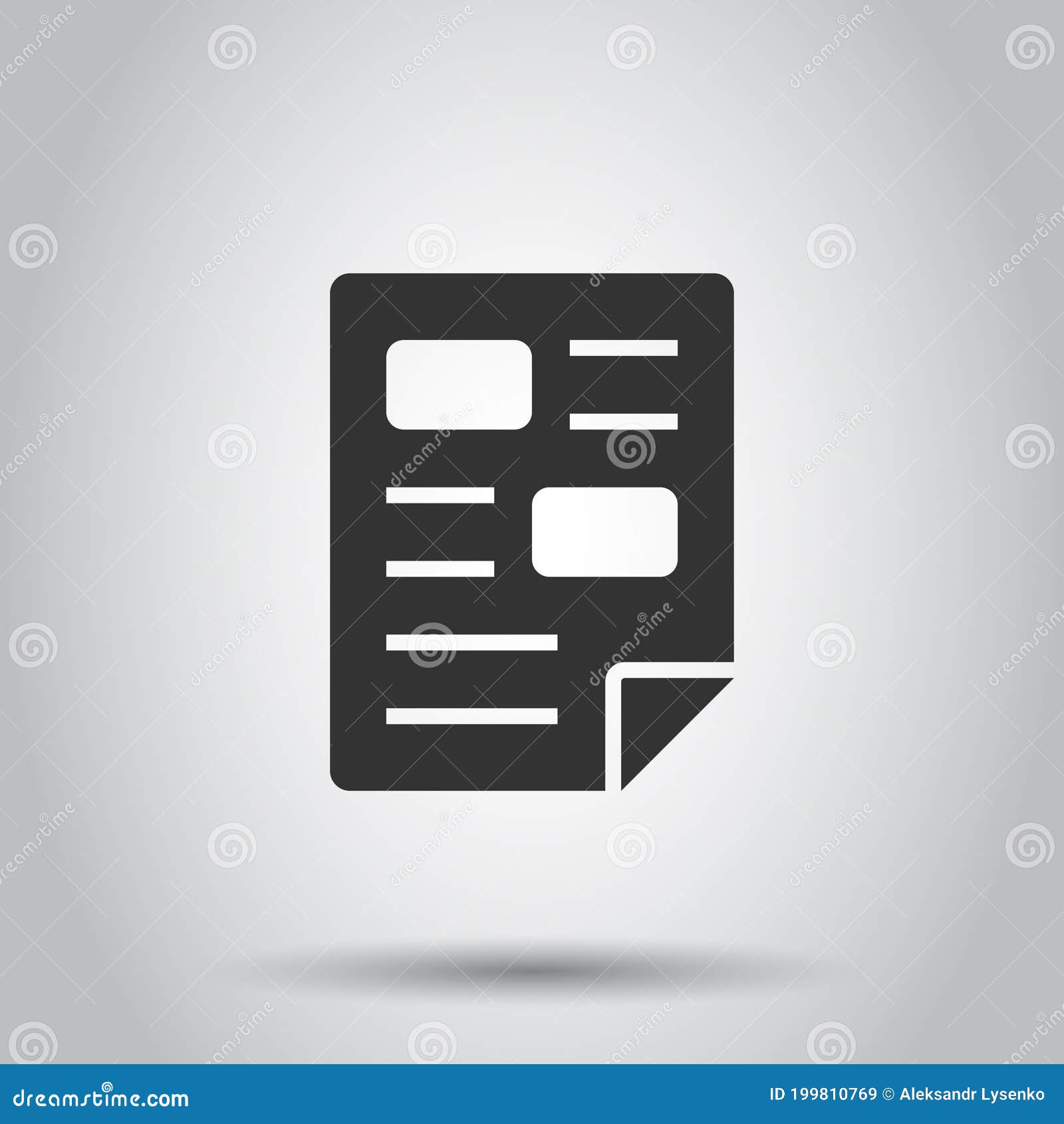 Document Note Icon in Flat Style. Paper Sheet Vector Illustration on ...