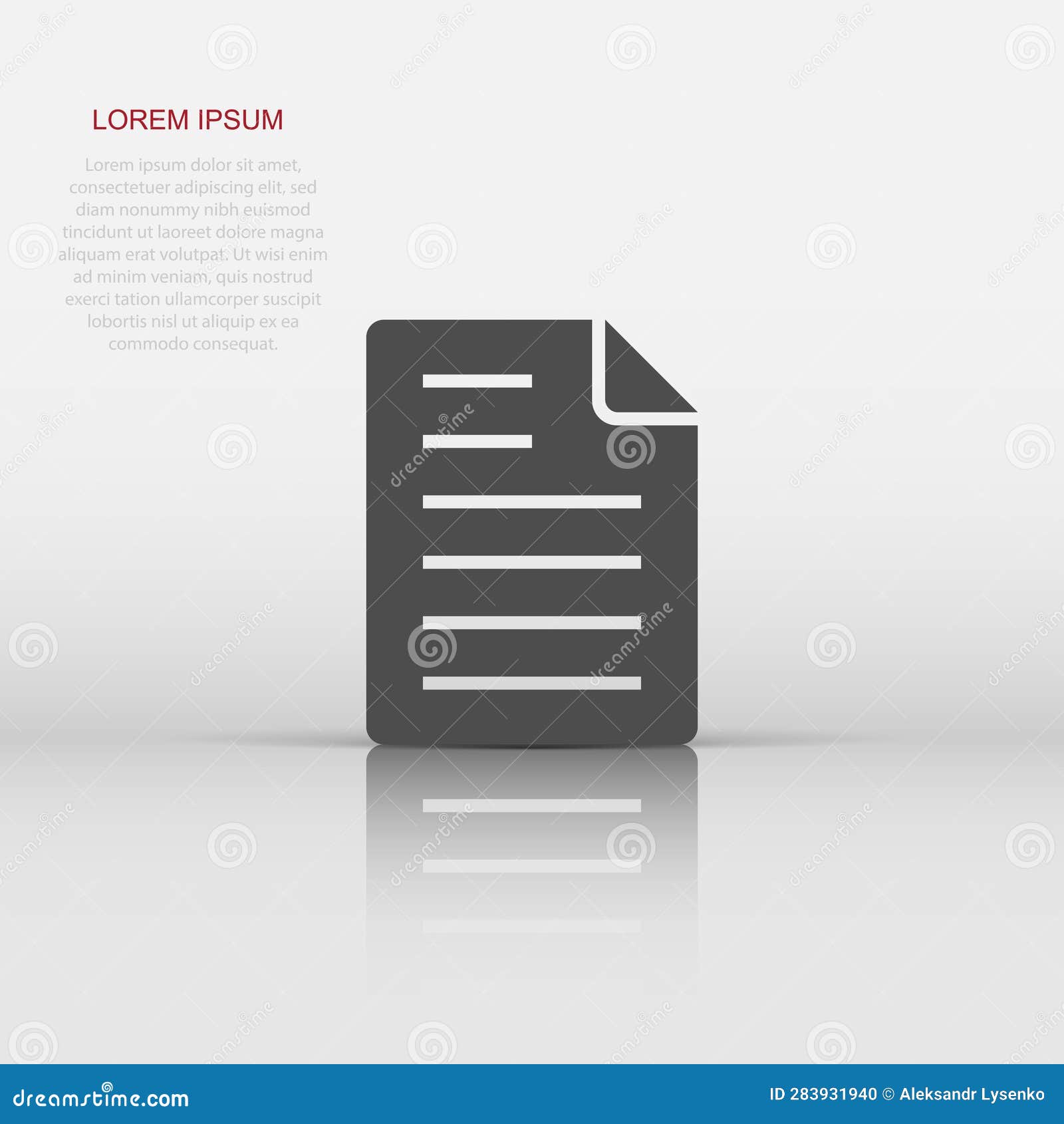 Document Note Icon in Flat Style. Paper Sheet Vector Illustration on ...