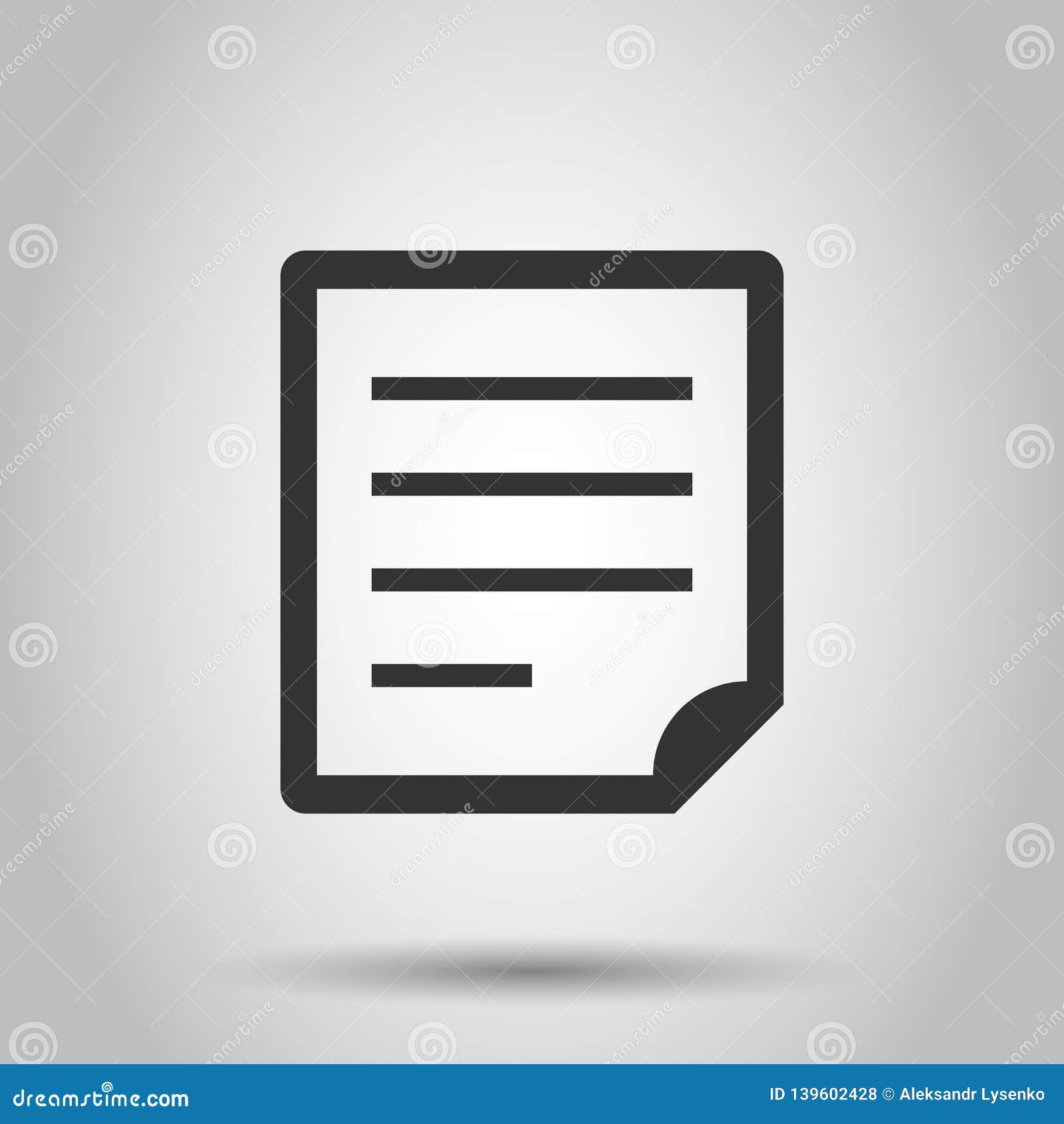 Document Note Icon in Flat Style. Paper Sheet Vector Illustration on ...
