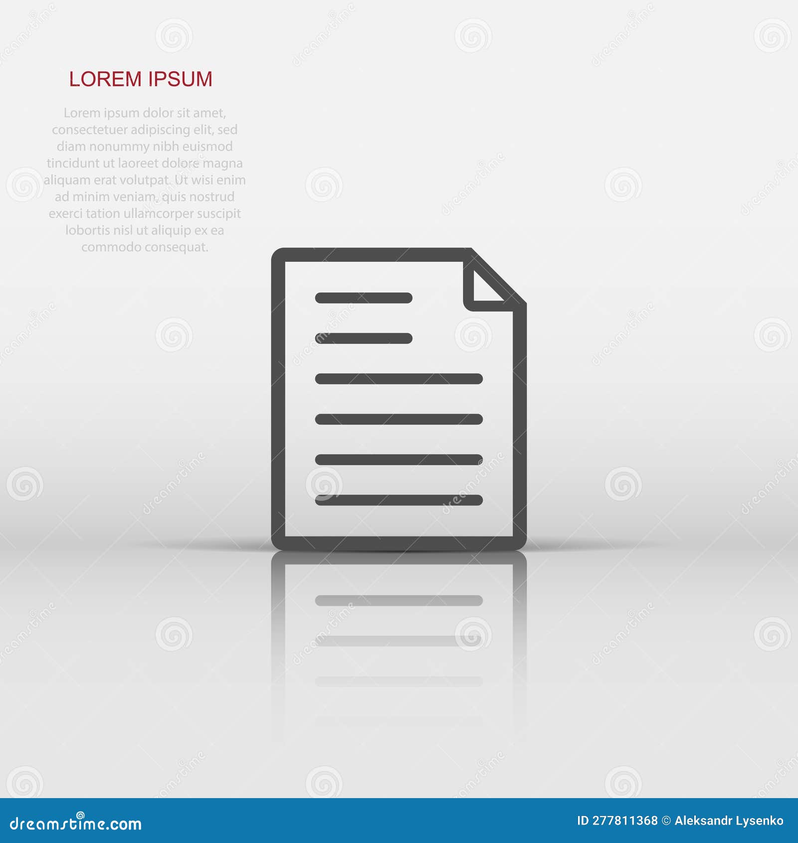 Document Note Icon in Flat Style. Paper Sheet Vector Illustration on ...
