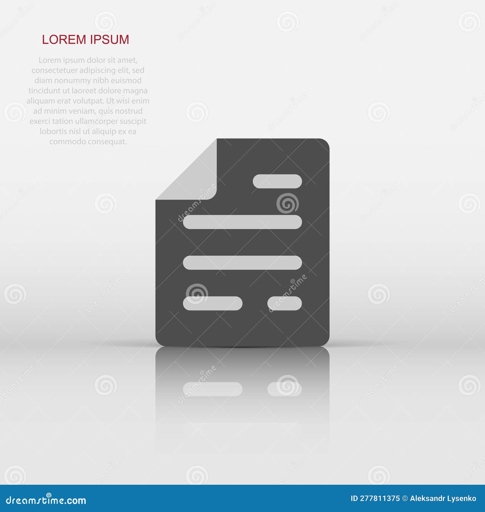 Document Note Icon in Flat Style. Paper Sheet Vector Illustration on ...