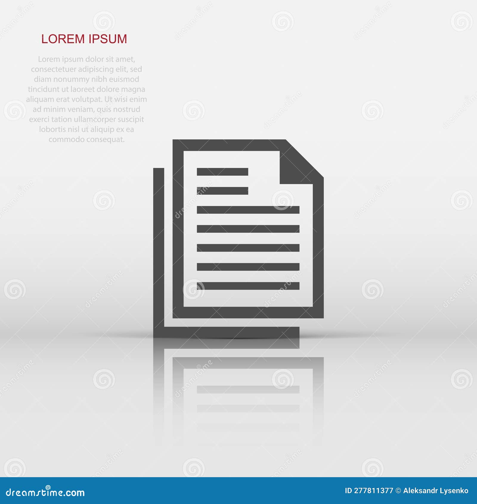 Document Note Icon in Flat Style. Paper Sheet Vector Illustration on ...