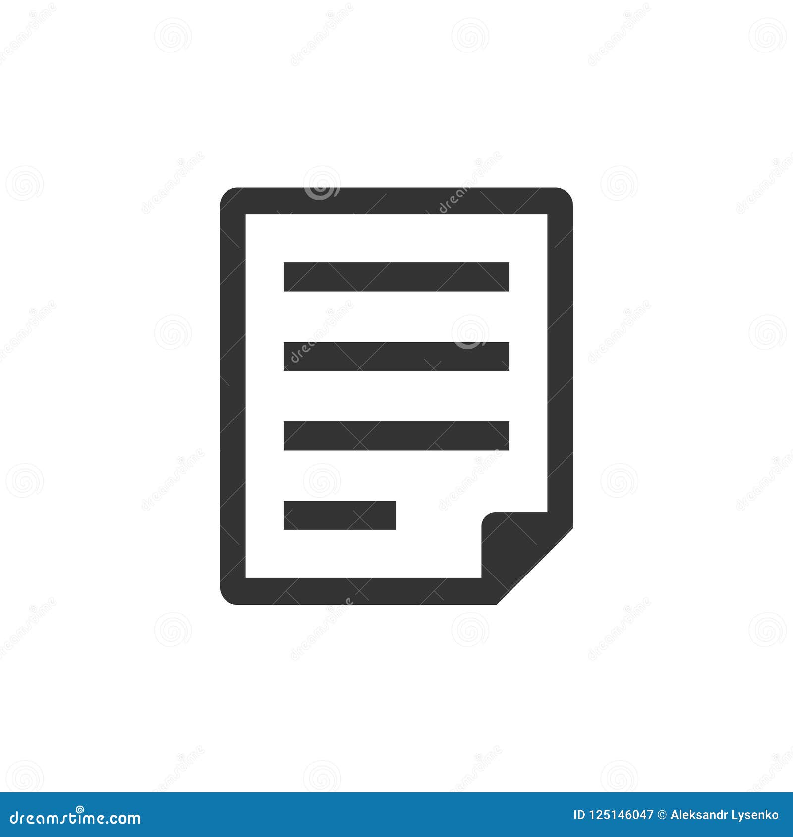 Document Note Icon in Flat Style. Paper Sheet Vector Illustration on ...
