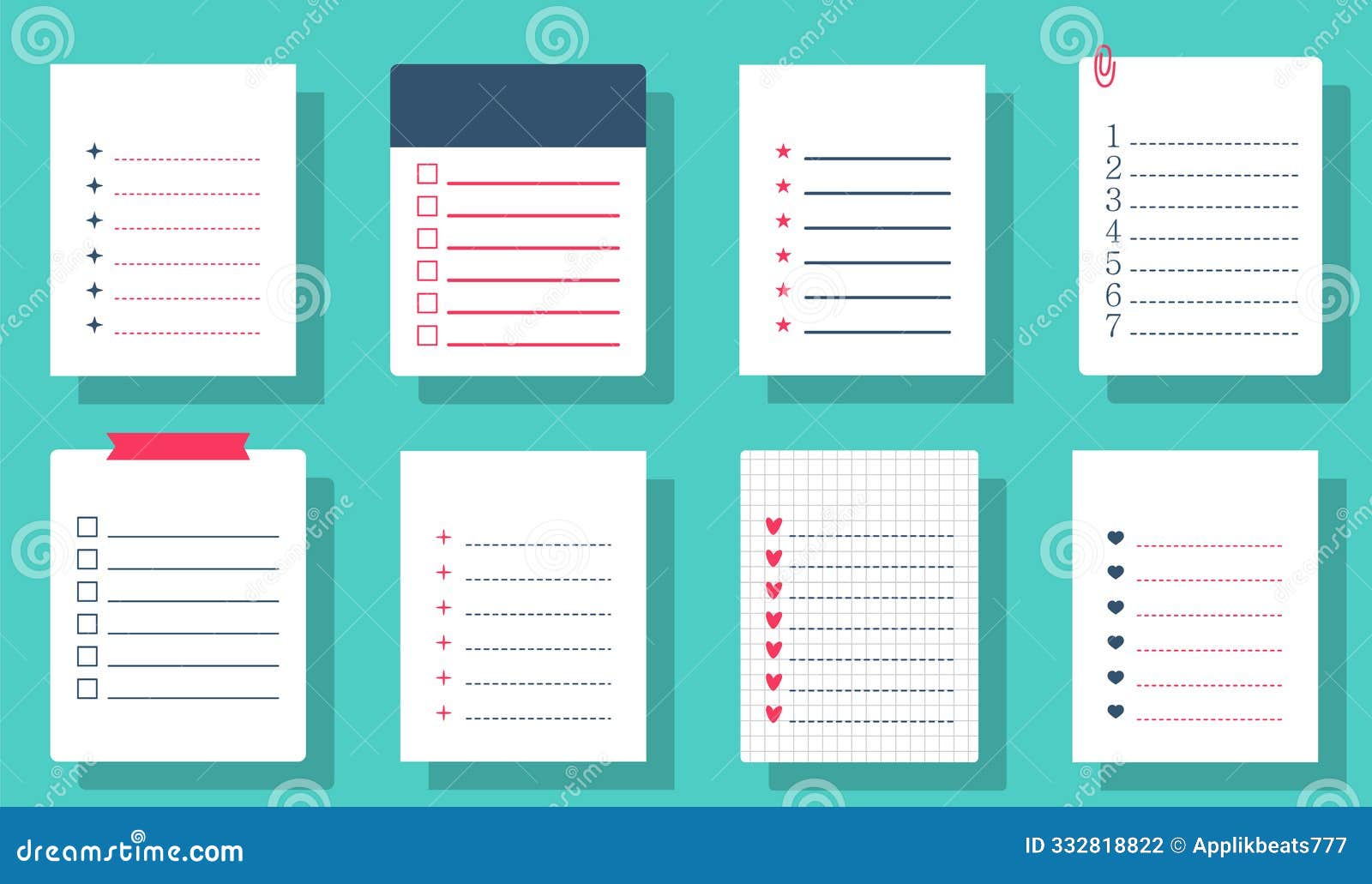 Document Note Sheet Paper with List in a Flat Design Stock Vector ...