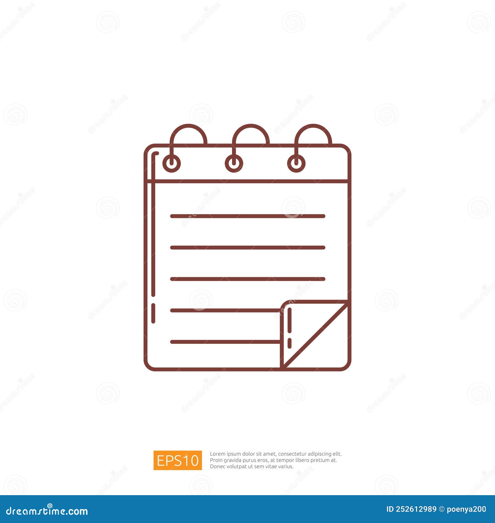 Document Note Vector Line Icon Stock Vector - Illustration of note ...