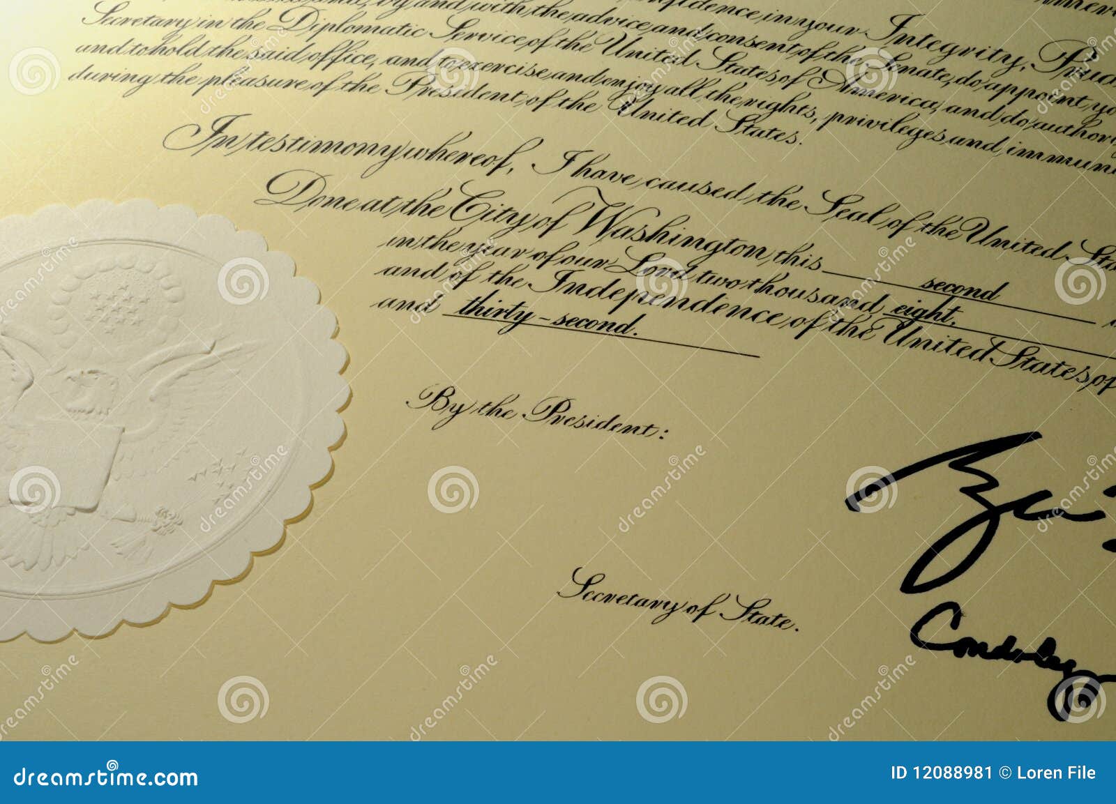 Document officiel image stock. Image du états, document - 12088981