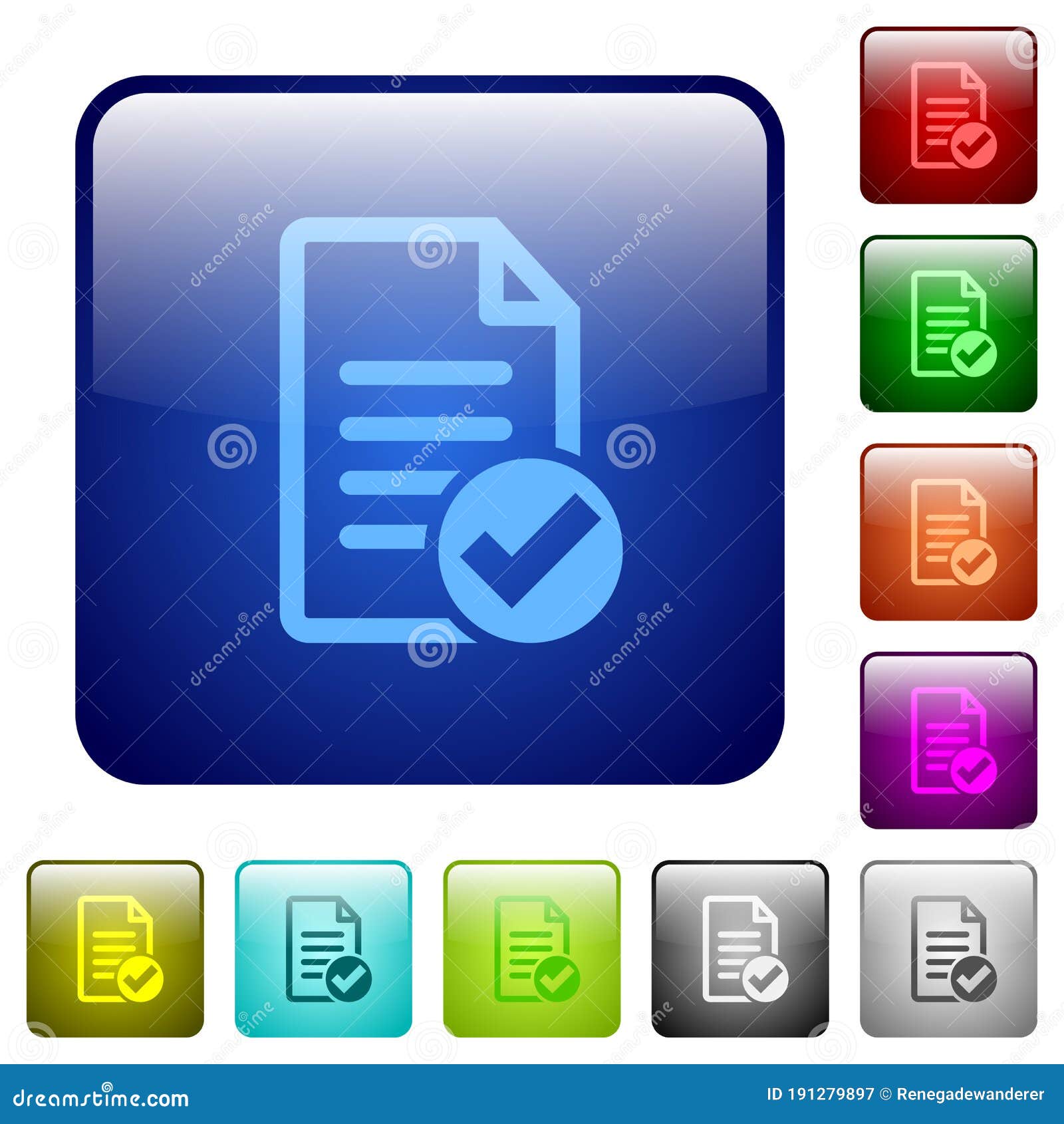 Document Ok Color Square Buttons Stock Vector - Illustration of good ...