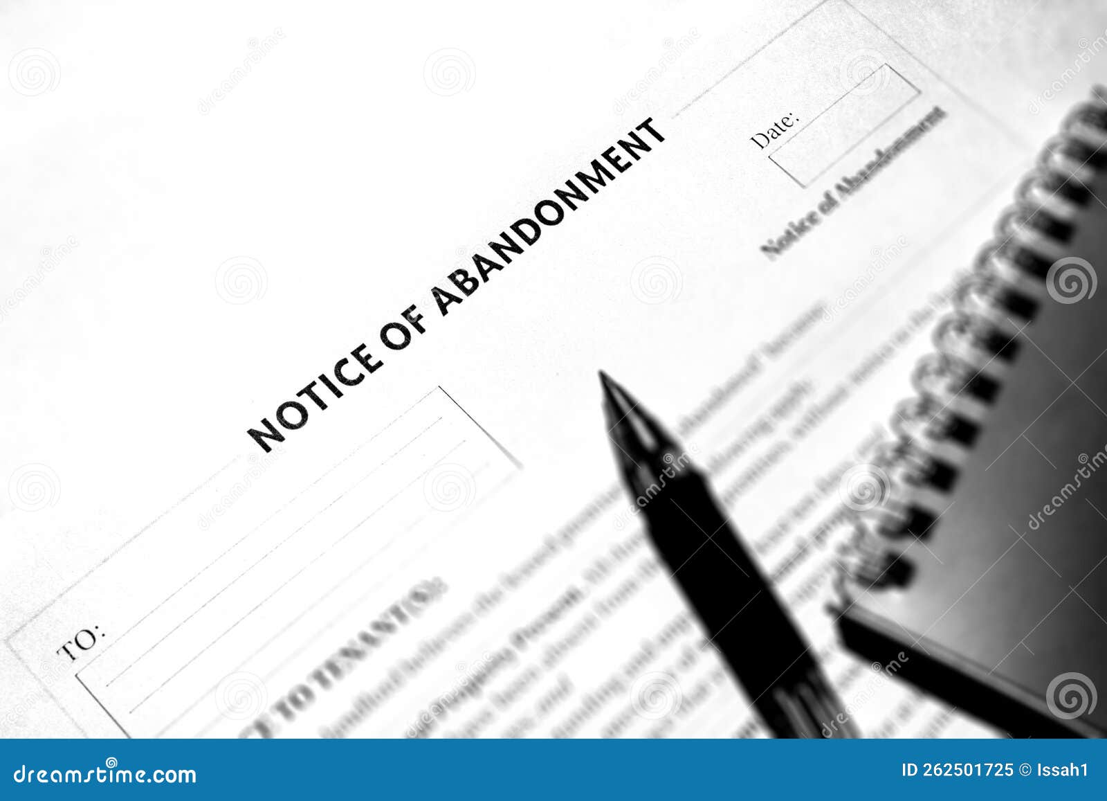 Document Old Style Black and White. the Notice of Abandonment Document ...