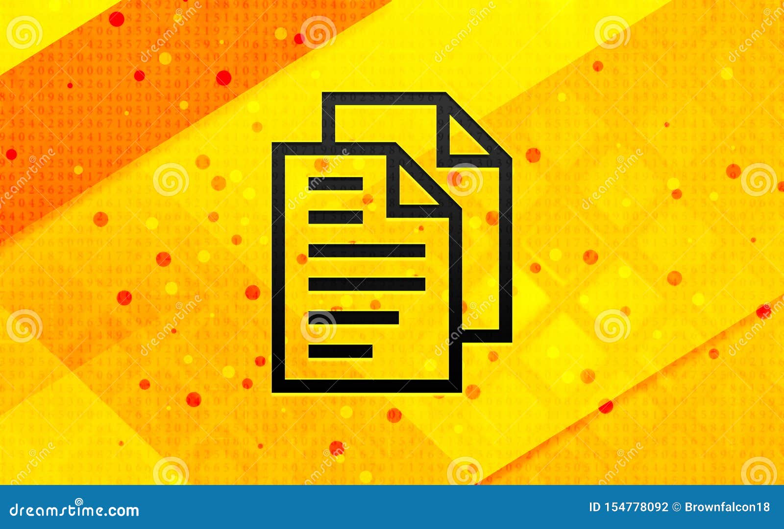 Document Pages Icon Abstract Digital Banner Yellow Background Stock ...
