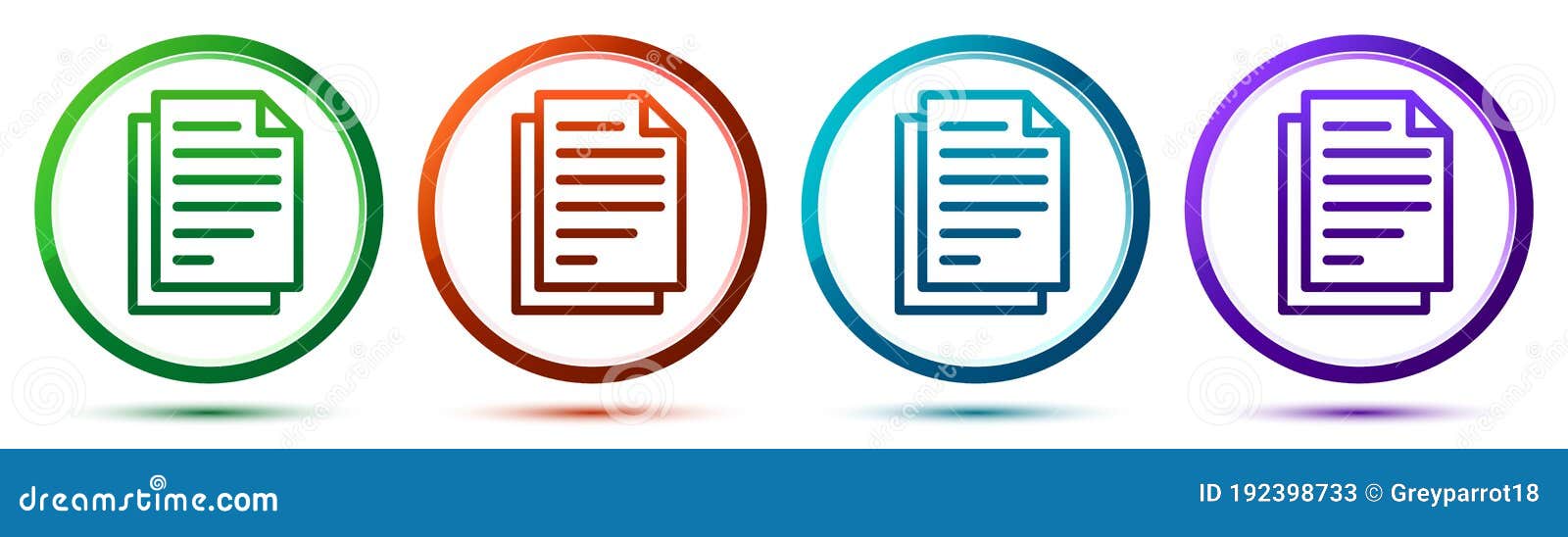 Document Pages Icon Artistic Frame Round Button Set Illustration Stock ...