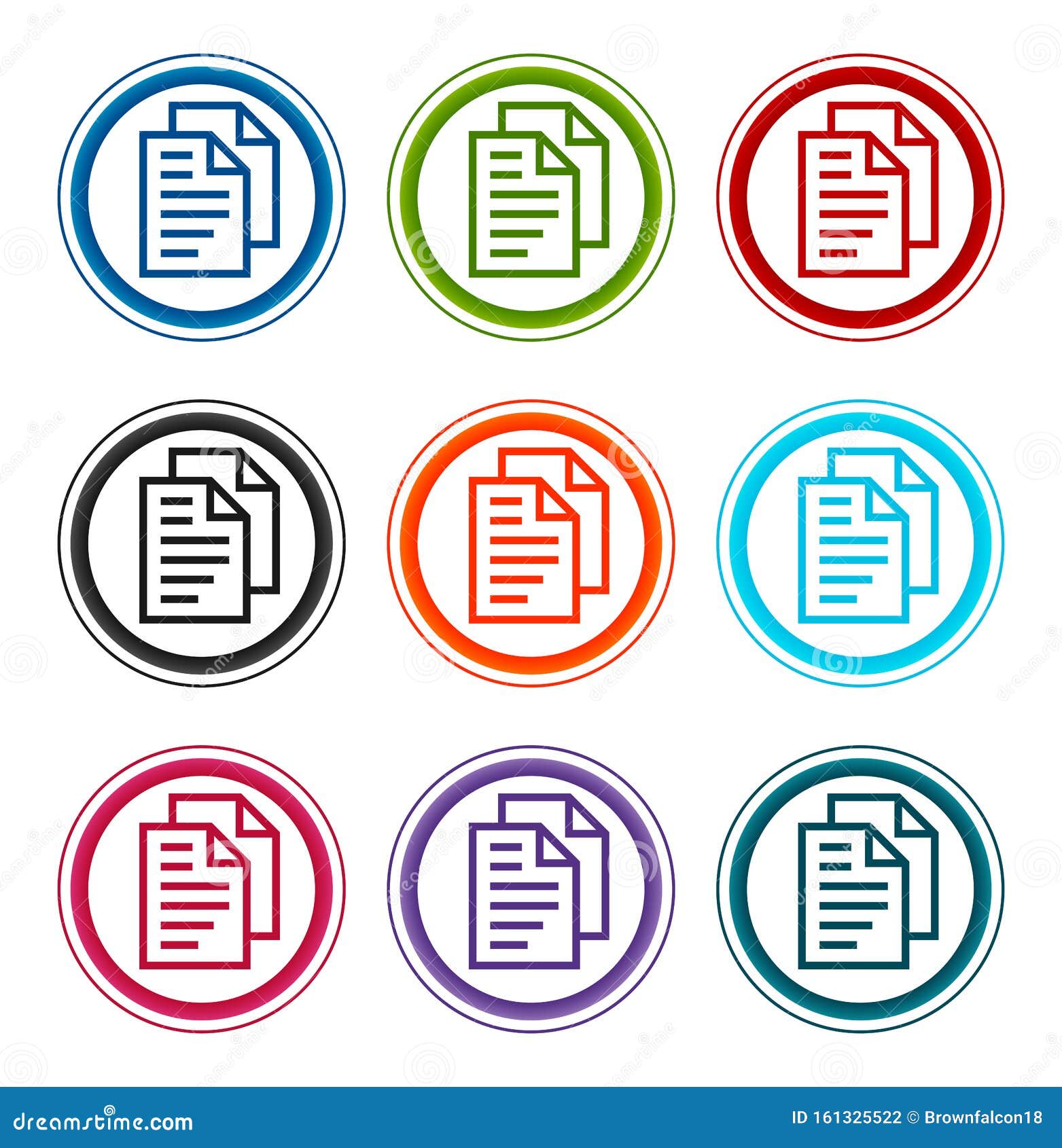 Document Pages Icon Flat Round Buttons Set Illustration Design Stock ...