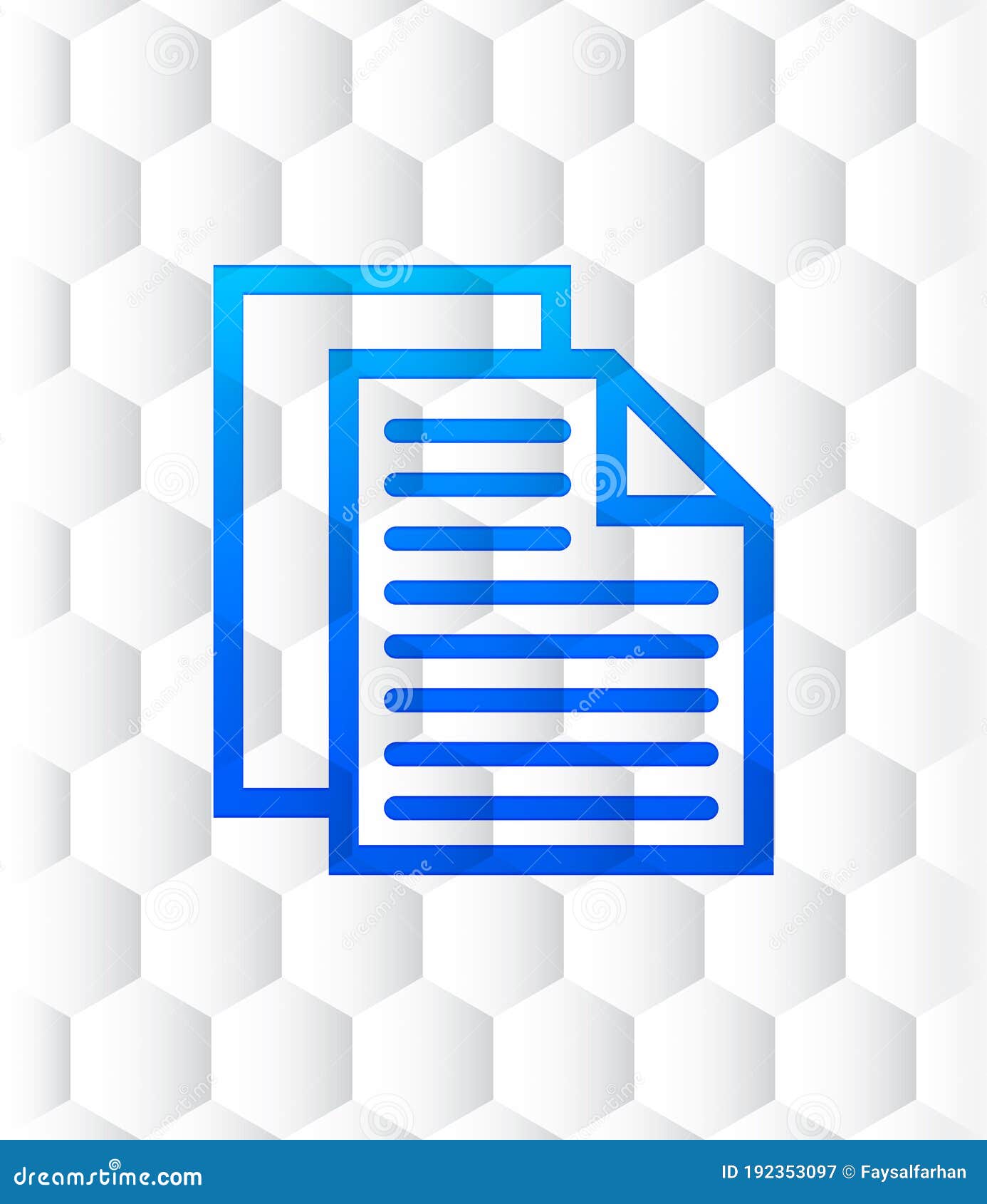 Document Pages Icon Hexagon Seamless Pattern Abstract White Background ...