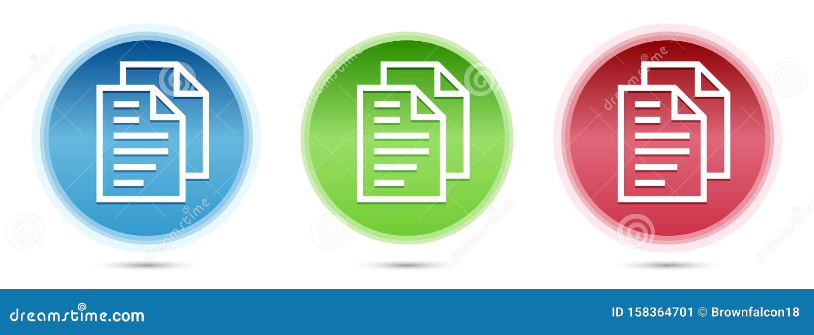 Document Pages Icon Glass Round Buttons Set Illustration Stock Vector ...