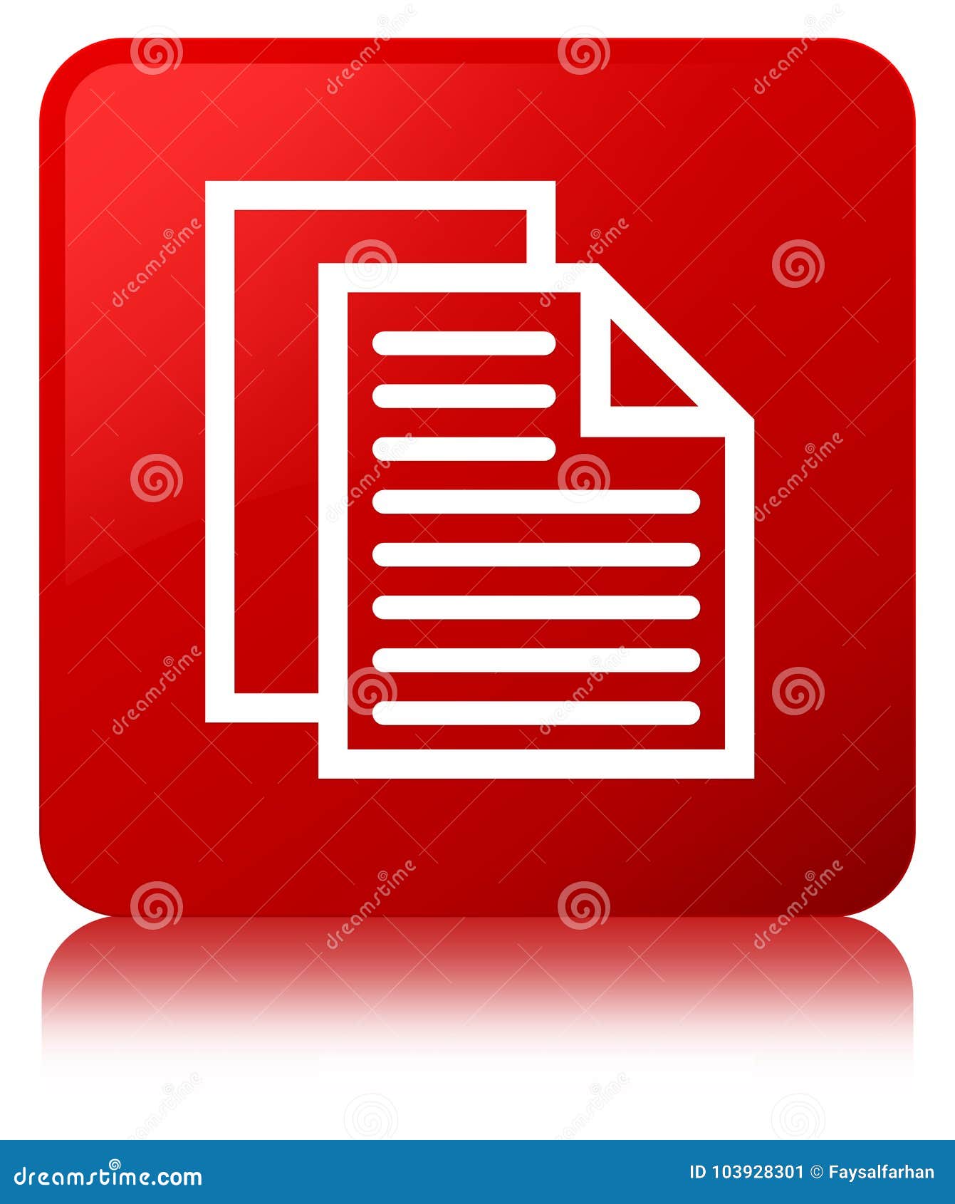 Document Pages Icon Red Square Button Stock Illustration - Illustration ...