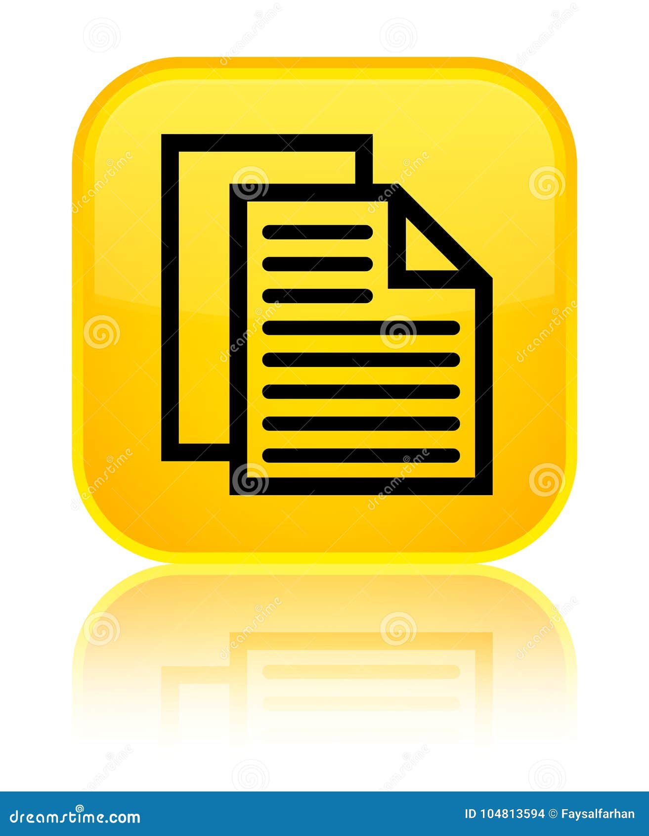 Document Pages Icon Special Yellow Square Button Stock Illustration ...