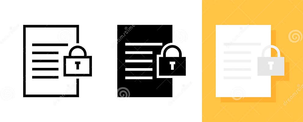 Document Paper Flat Icon with Lock Symbol, Vector and Illustration ...