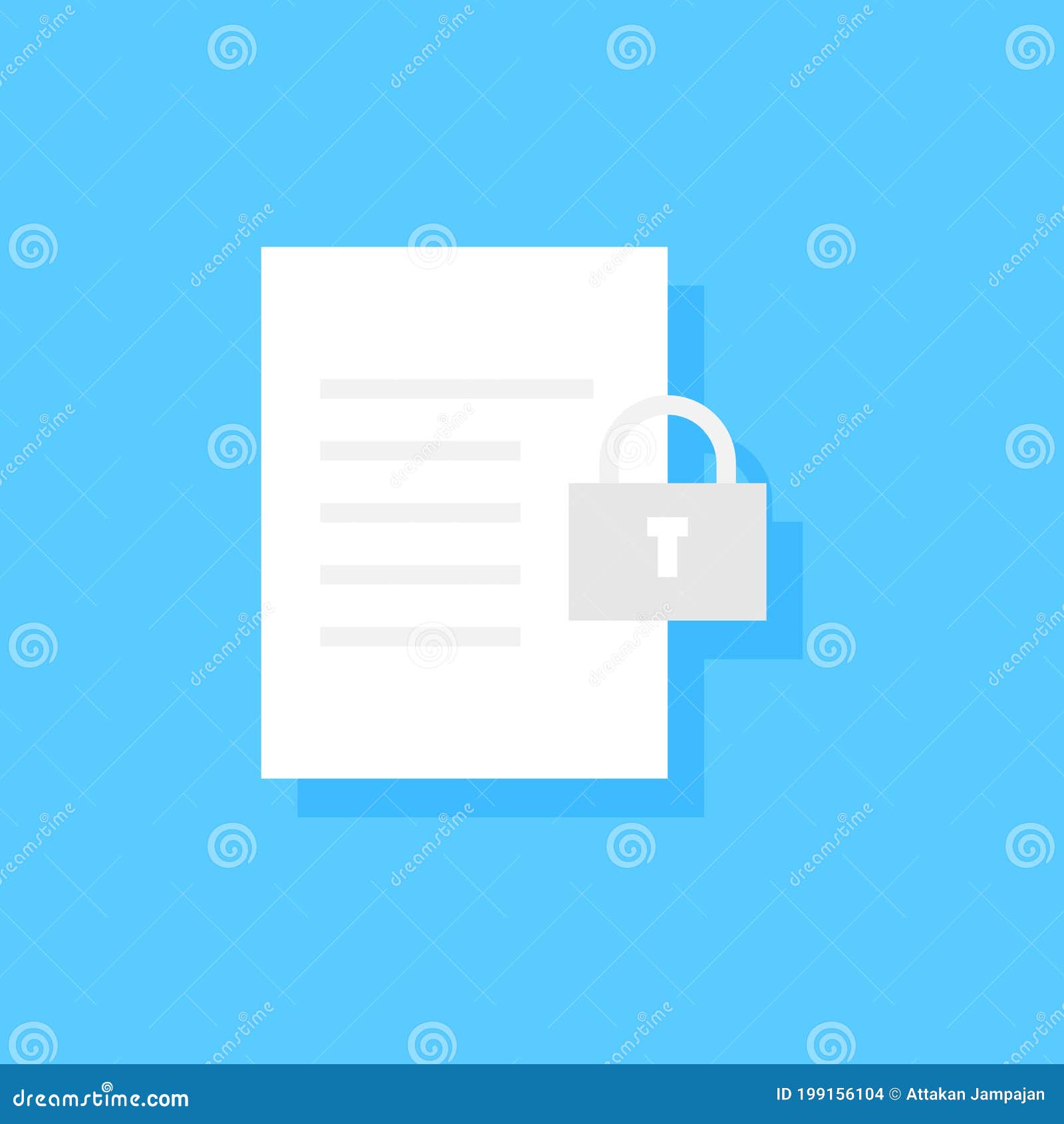 Document Paper Flat Icon with Lock Symbol, Vector and Illustration ...